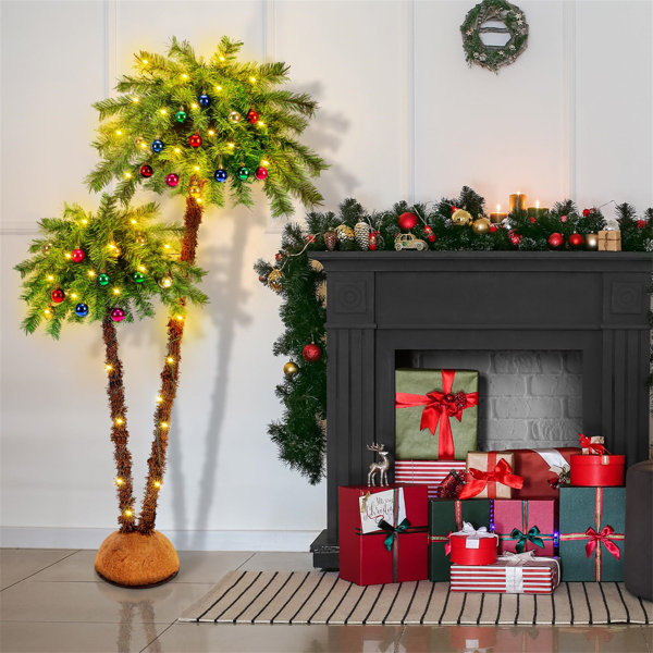 The Holiday Aisle® Pre-Lighted Artificial Palm Tree Christmas Tree 3Ft ...