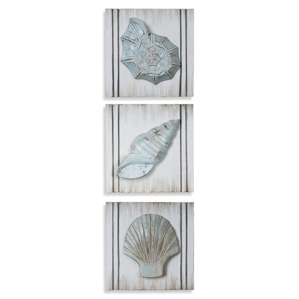 Rosecliff Heights 3 Piece Shell Plaque Wood Wall Décor Set & Reviews ...