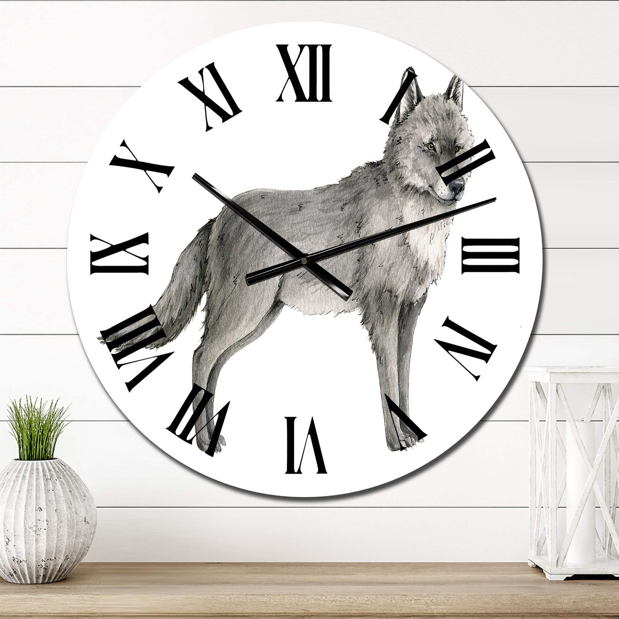 East Urban Home Portrait of a Wolf I - Traditional Wall Clock | Wayfair