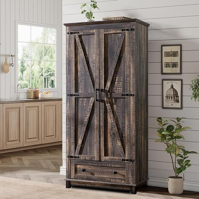 August Grove® Captola Farmhouse 72" Kitchen Pantry Cabinet & Reviews ...