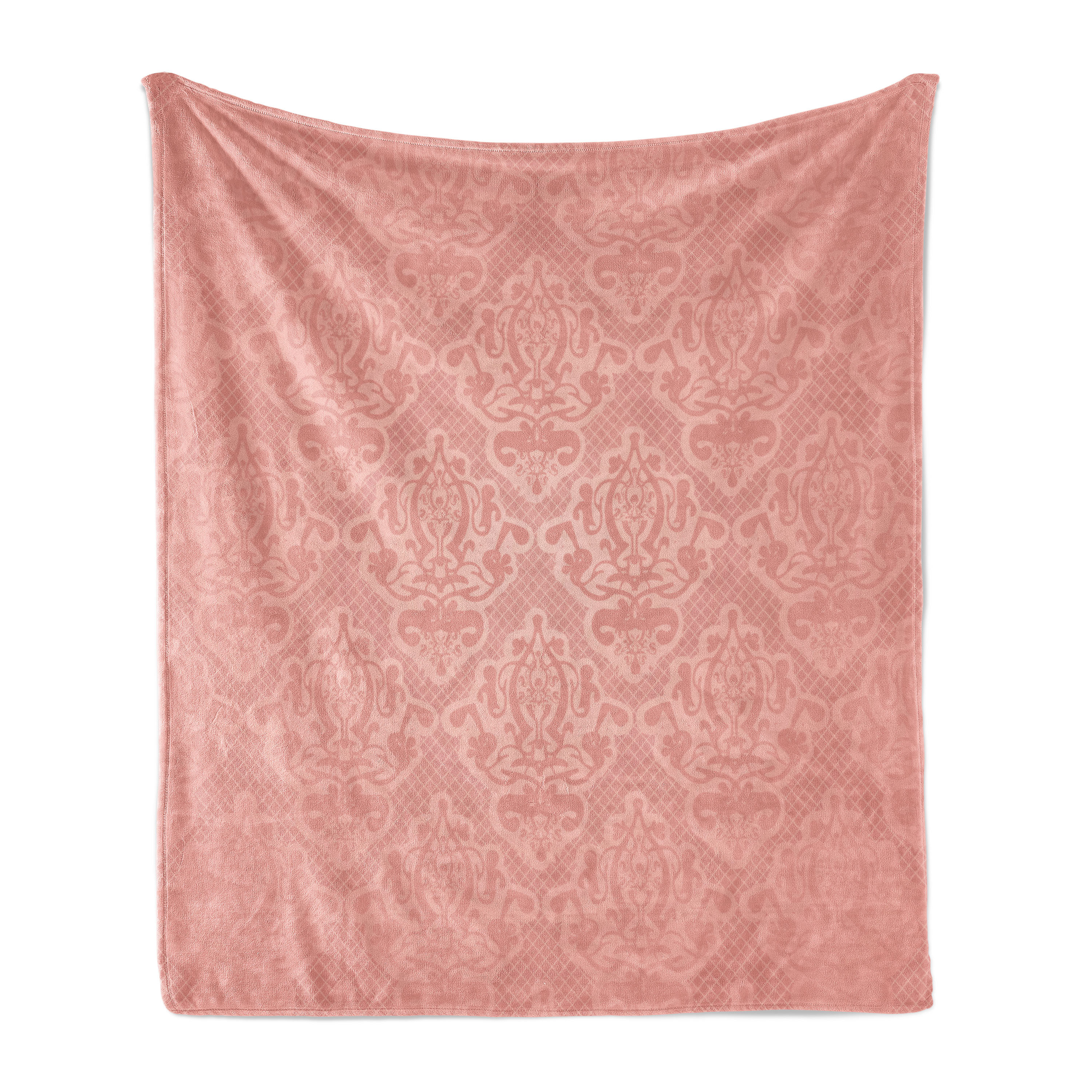 Ambesonne Peach Fleece Throw Blanket Antique Lace Style Ombre Coral ...