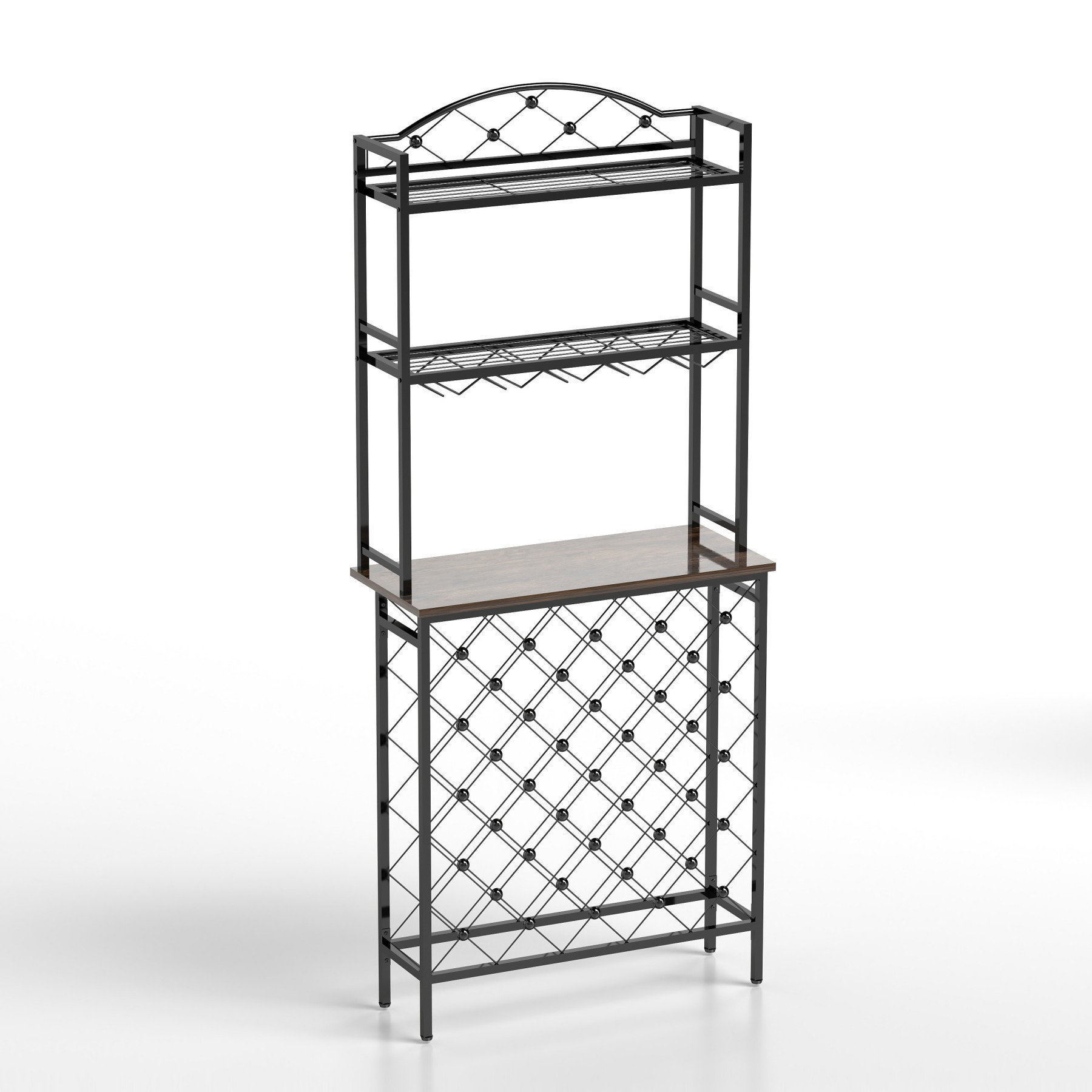 17 Stories Industrial Wine Rack Bar Table, 3-Tier Liquor Bottle and ...