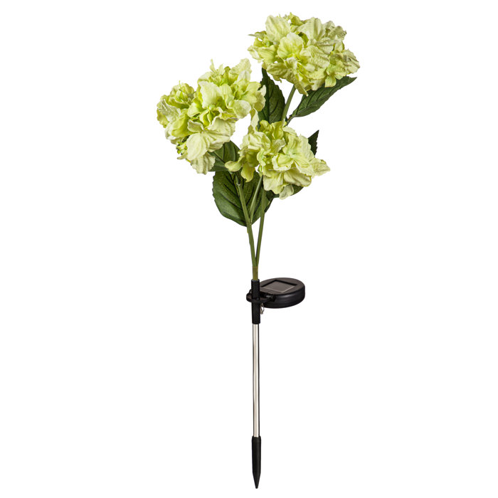 Arlmont & Co. Lanasha 31" Solar Artificial Green Hydrangea Floral ...