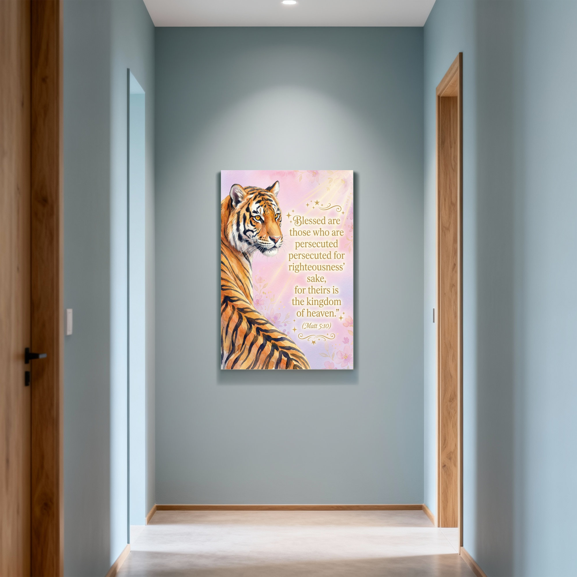Mercer41 Fashion Tiger With Biblical Verse On Pastel Background ...