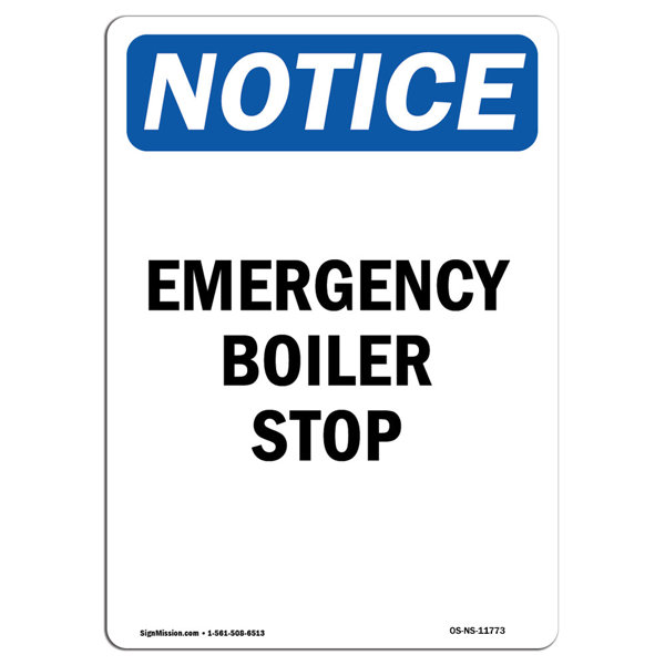 SignMission Emergency Boiler Stop Sign | Wayfair