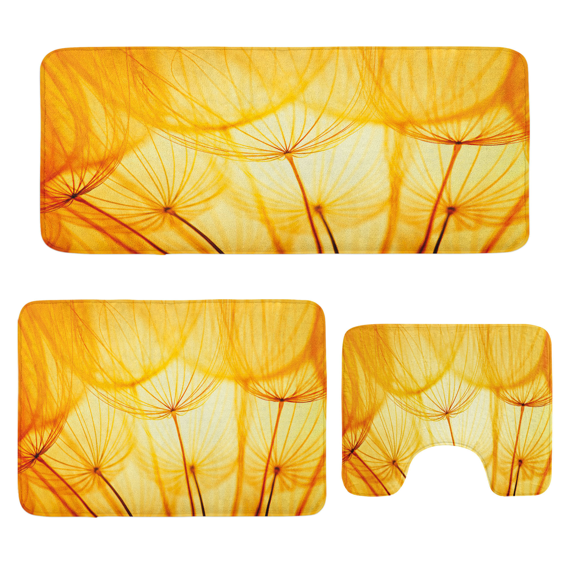 East Urban Home Flower Bathroom Rug Set 3 Pieces U-Shape & Rectangle ...