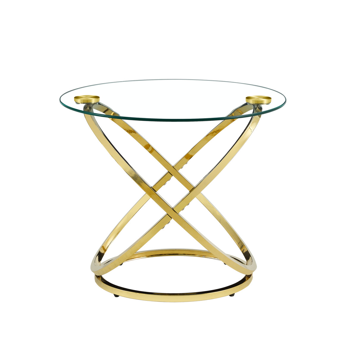 Mercer41 Round Coffee Table, Gold Color, Tempered Glass, Stainless ...