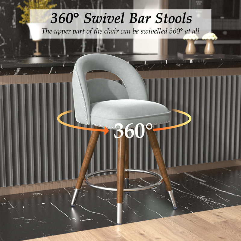 Mercer41 Kokitus Counter Height Bar Stools, 24 Inch Swivel Bar Stools ...