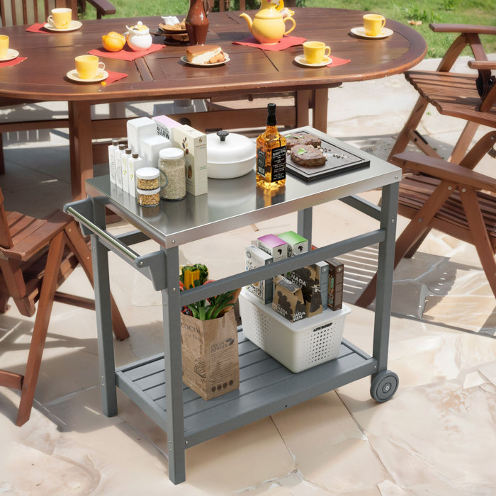 Polyfurniture Outdoor Prep Cart Dining Table For Pizza Oven, Patio ...