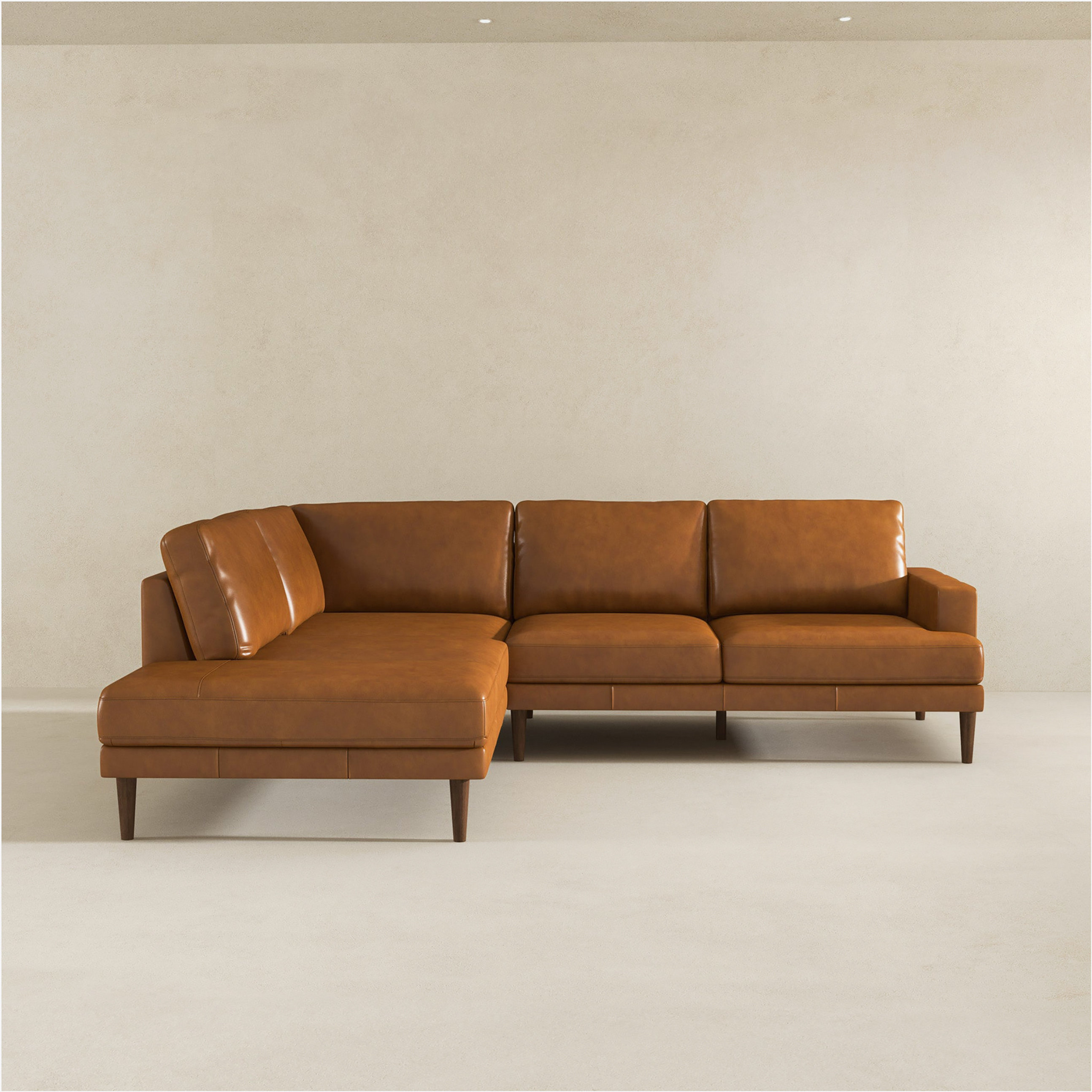 Corrigan Studio® Corbin Tan Leather Sectional Sofa | Wayfair