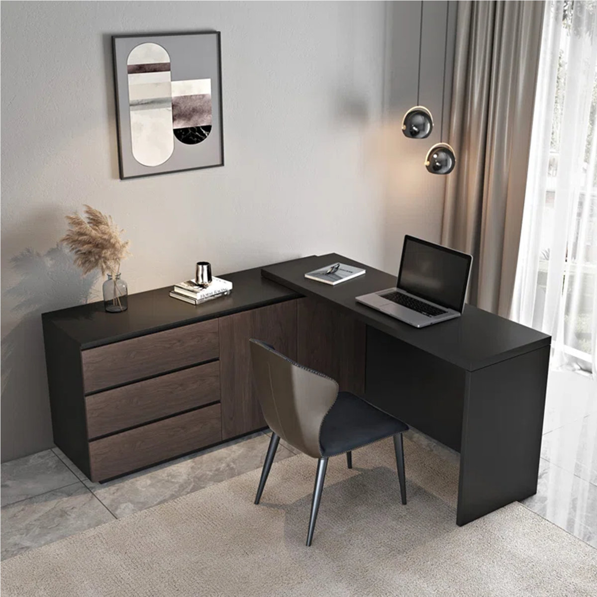 Latitude Run® Nadra Home Office Expandable Desk with Drawer Dresser for ...