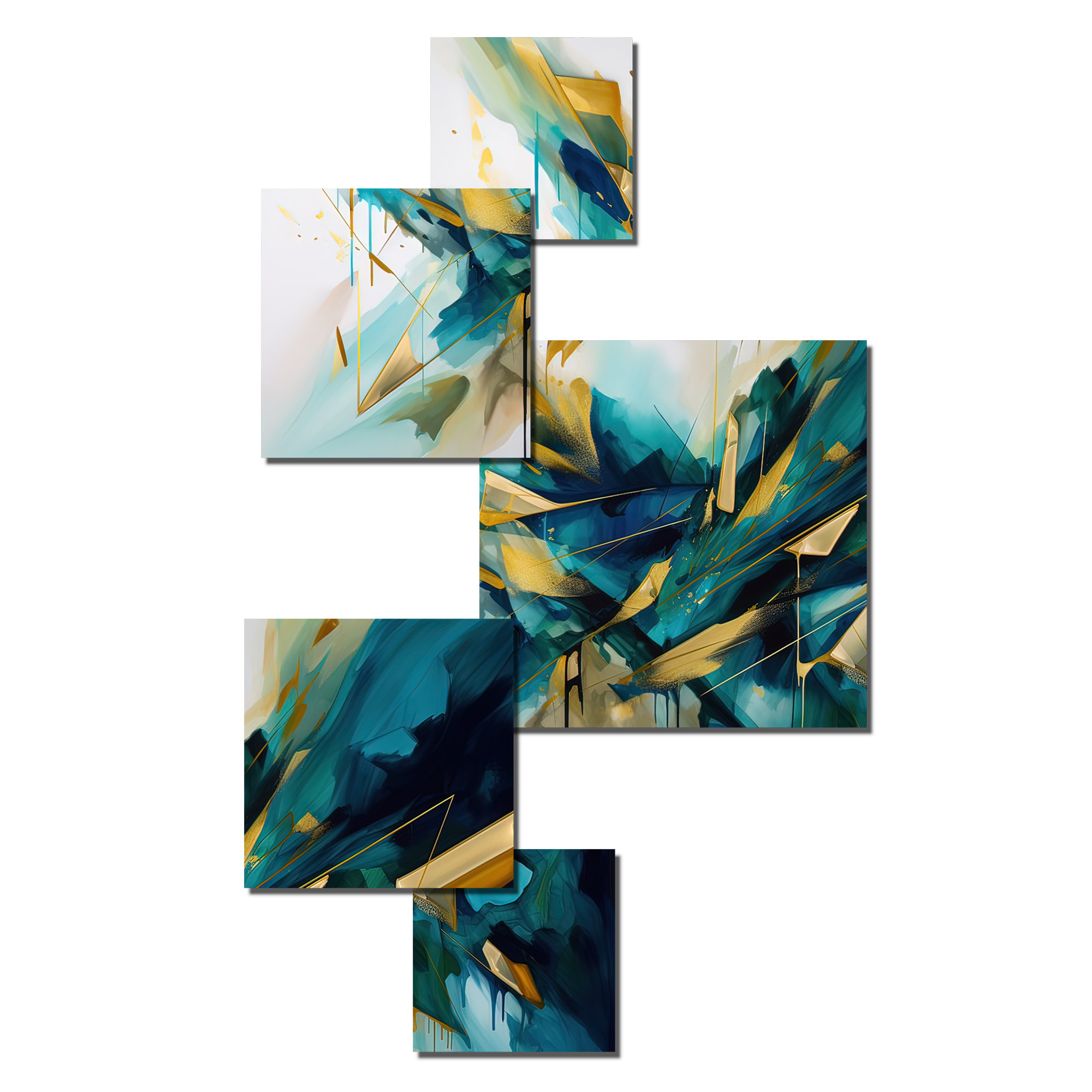 Orren Ellis Golden Explosion Triangles VII - Modern Geometric Metal ...