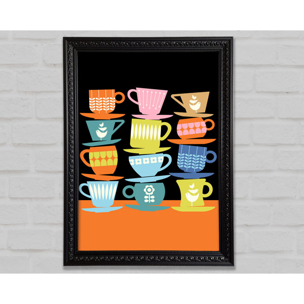 Rosalind Wheeler Retro Tea Cups - Single Picture Frame Art Prints ...