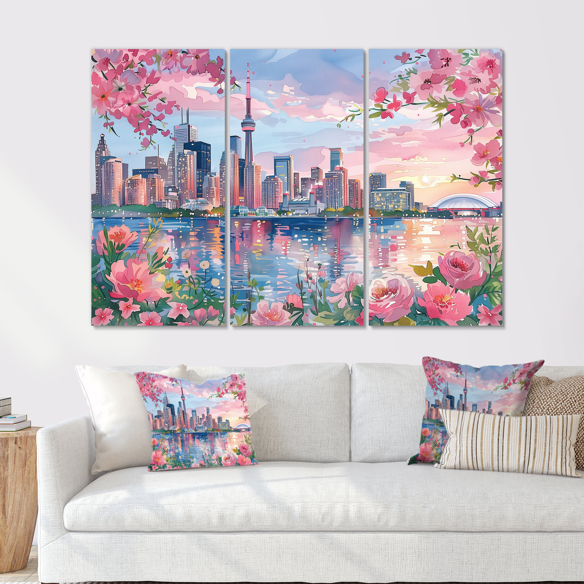 Design Art Pink Toronto Cityscape View II - City Toronto Wall Art Print ...