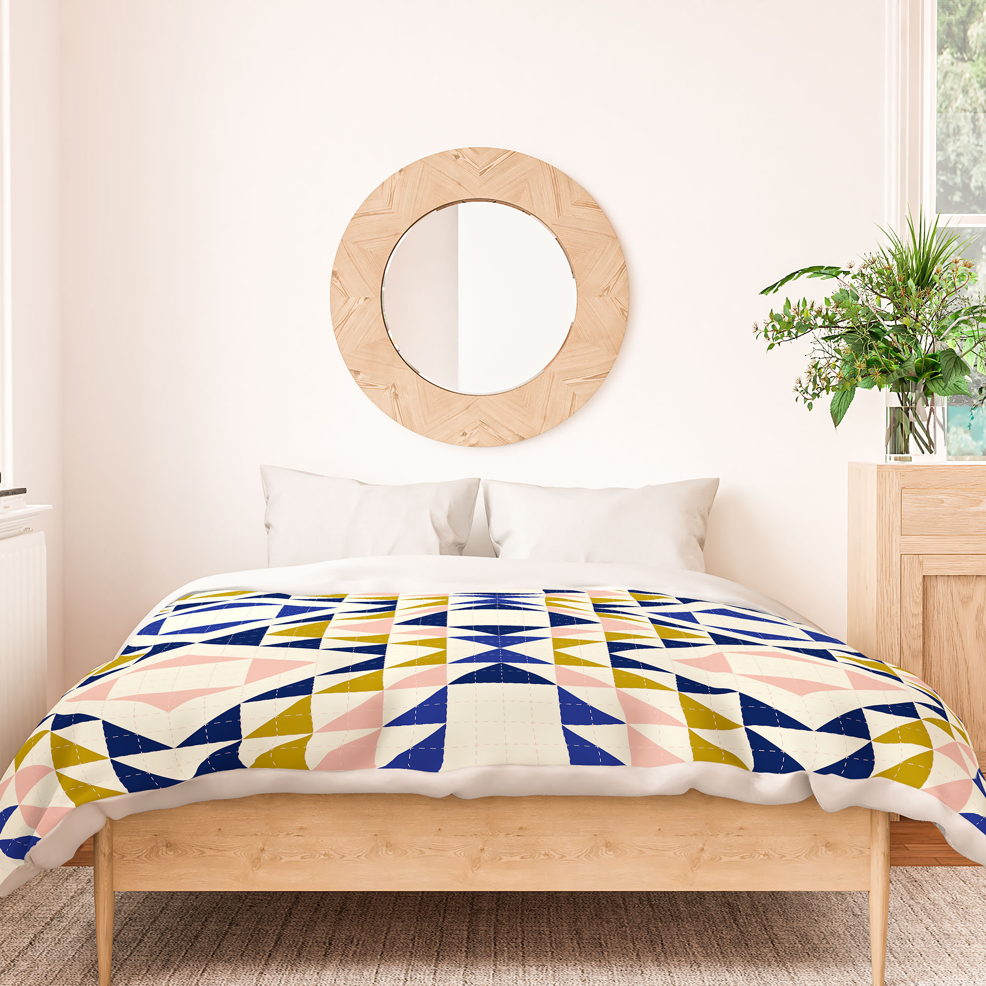 Deny Designs Jenean Morrison Blue/Yellow/Pink Standard Cotton Duvet ...