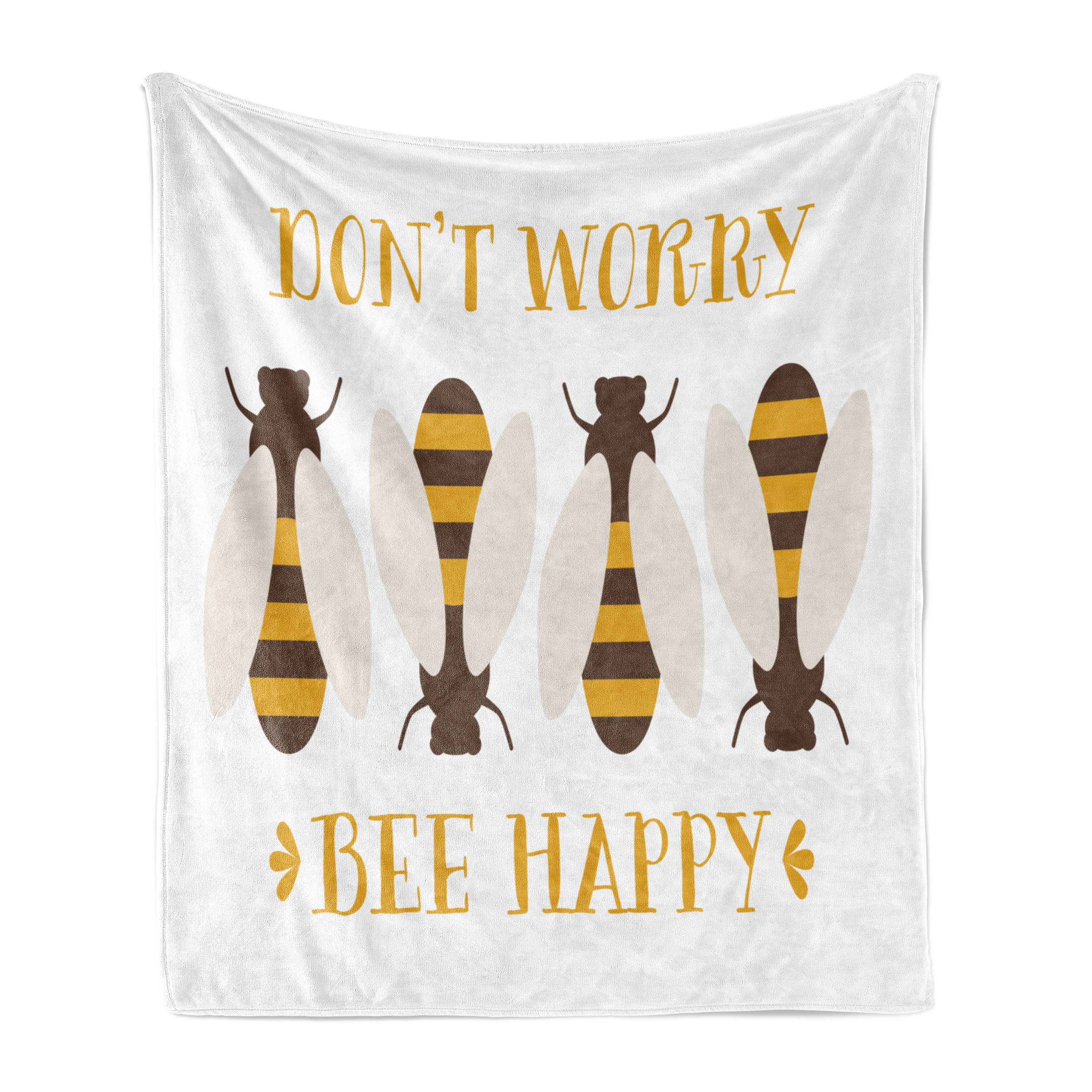 Ambesonne Honey Bee Fleece Throw Blanket Don't Worry Bee Happy Earth ...