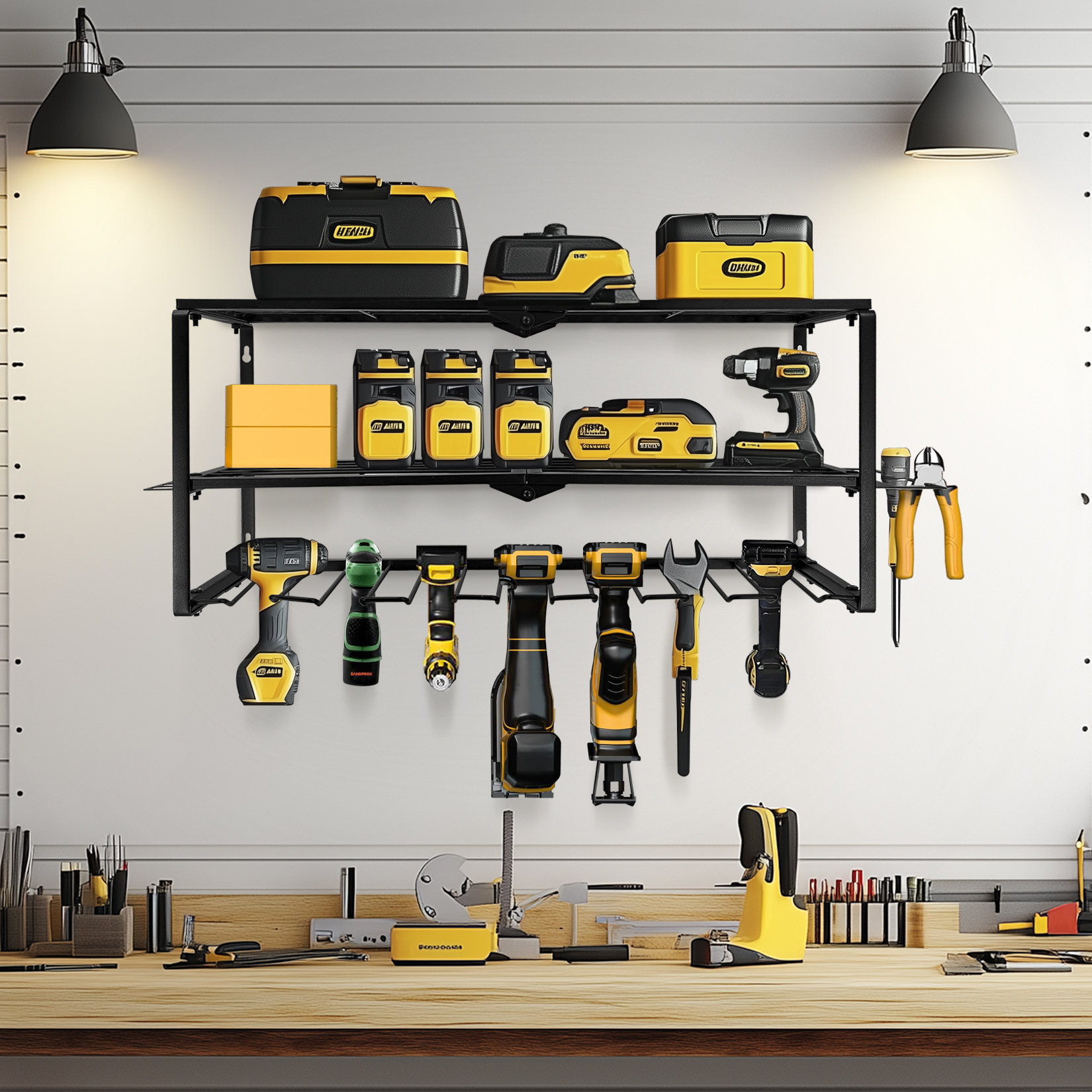 WFX Utility 3-Tier Heavy Duty Wall Mounted Tool Organizer Rack Metal ...