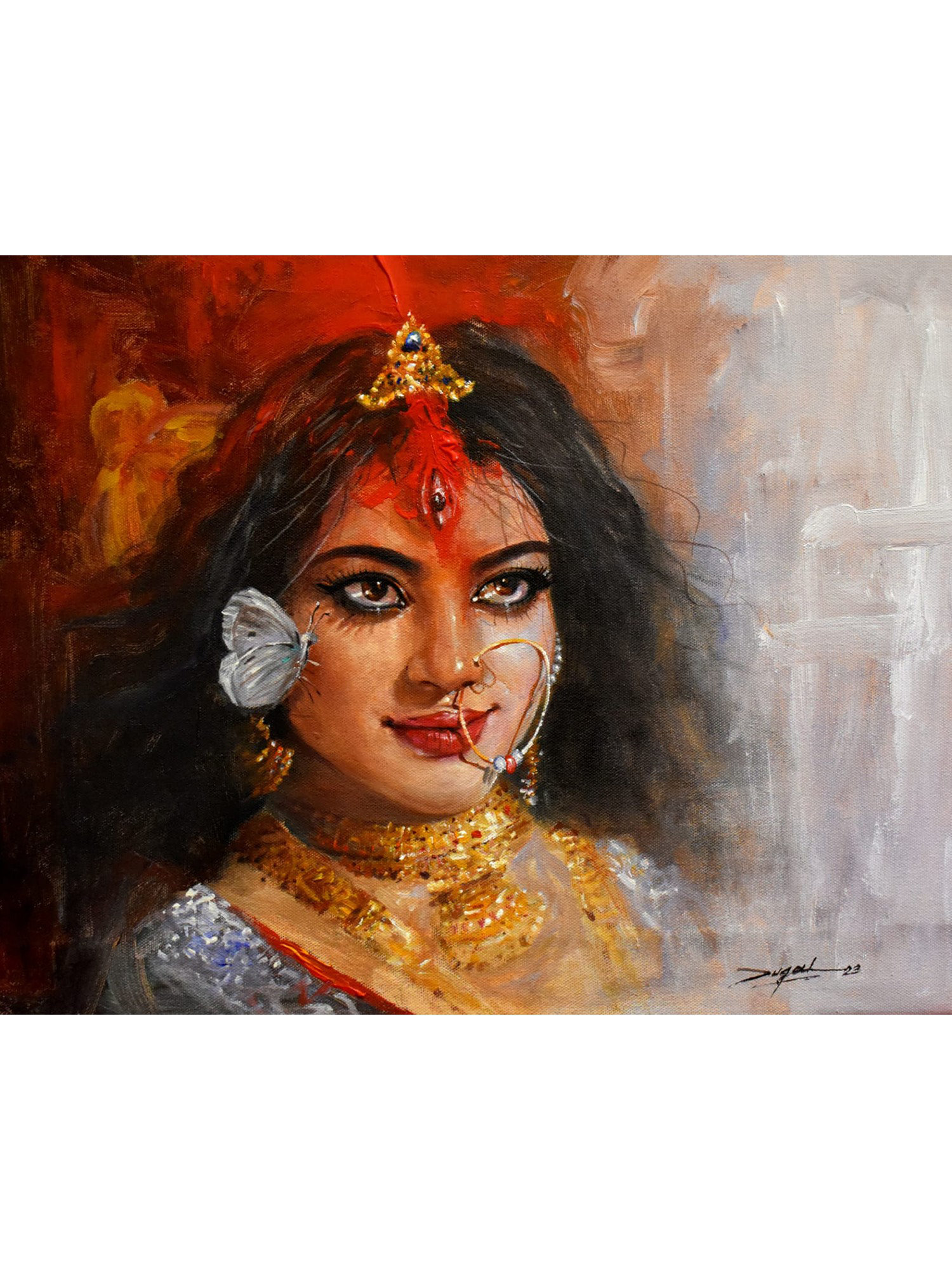Bungalow Rose Maa Durga | Acrylic On Canvas | Painting By Jugal Sarkar ...