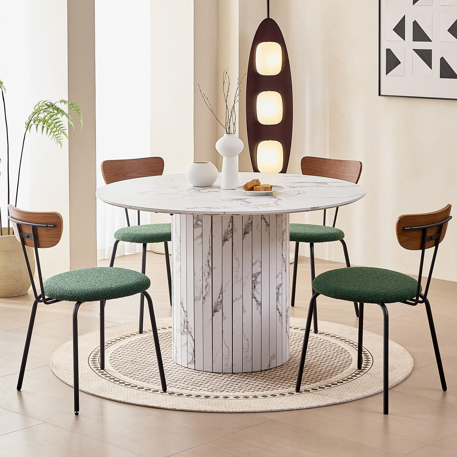 Wrought Studio 47" Wood Round Dining Table For 4, Kitchen Table With ...