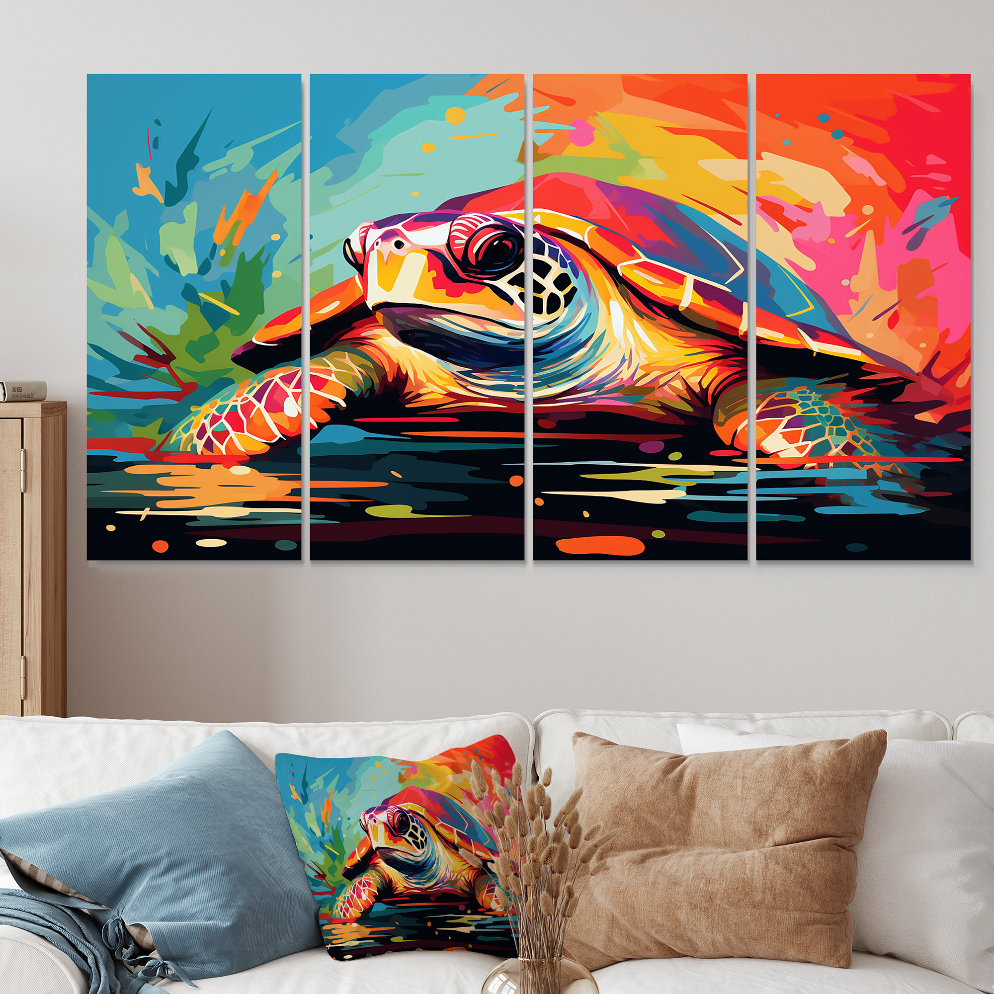 Bay Isle Home™ Pop Art Curious Turtle Aquatic II - Turtle 4 Piece Wall ...