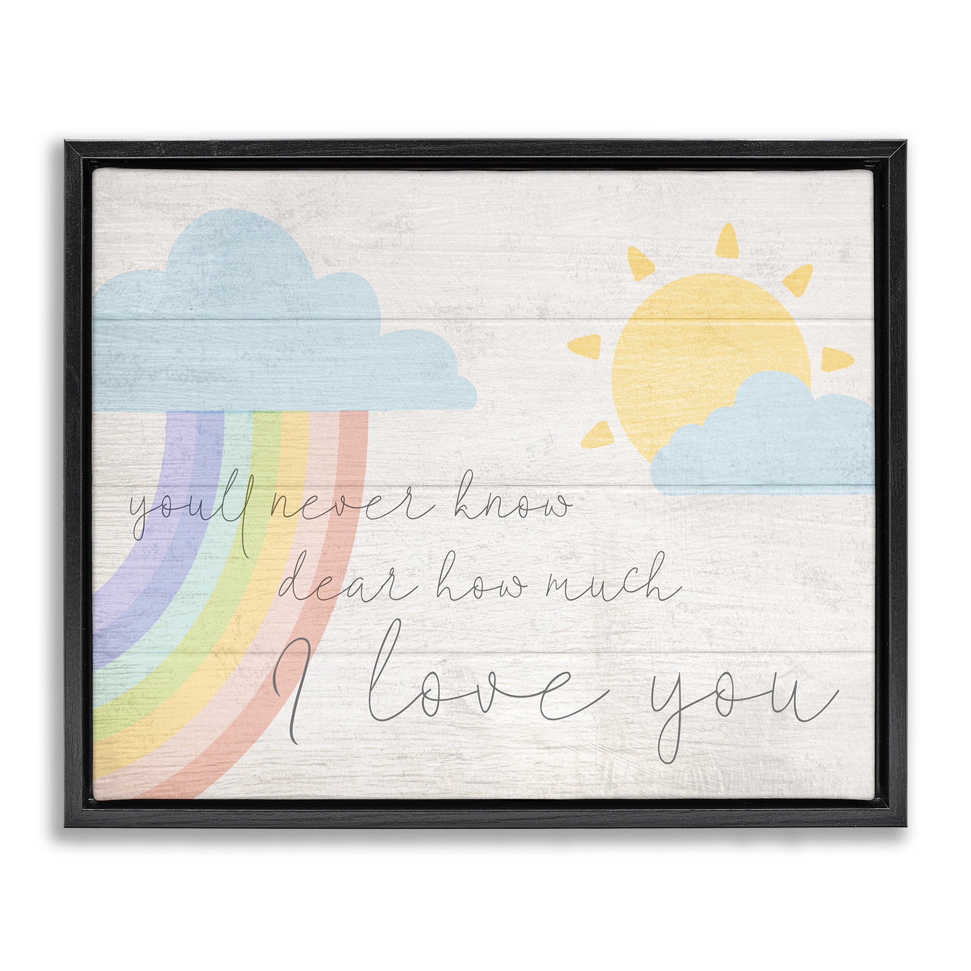 Trinx How Much I Love You Rainbow Clouds And Sun On Planks Canvas Wall ...