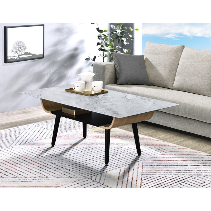Latitude Run® 47" Coffee Table With Textured, Solid Wood & Adjustable ...