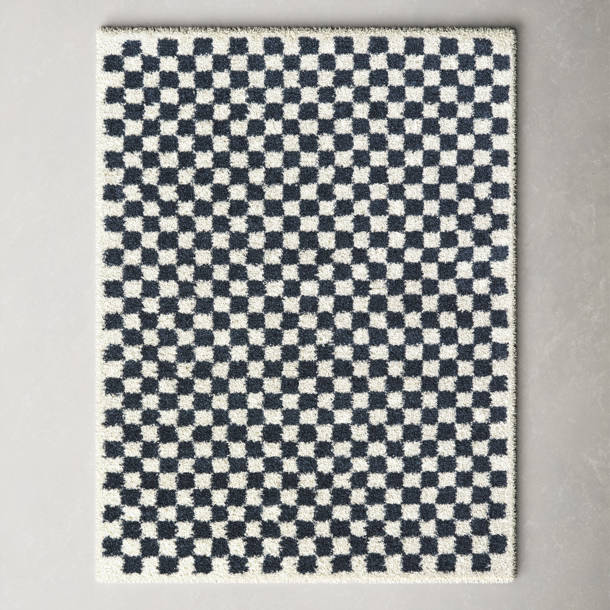 AllModern Walker Checkered Burnt Orange/Cream Shag Area Rug & Reviews ...