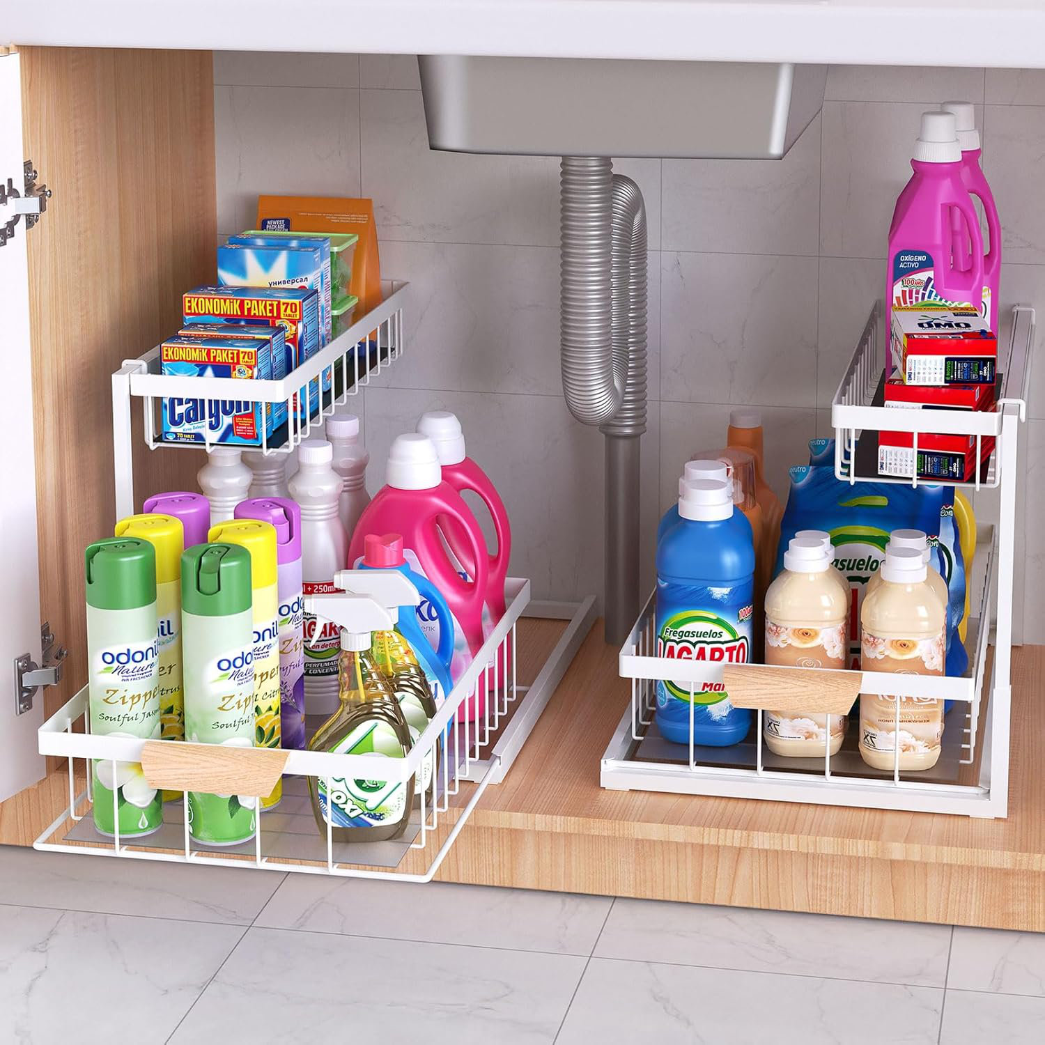 Rebrilliant 2 Pack Under Sink Organizers And Storage, Kitchen Bathroom ...