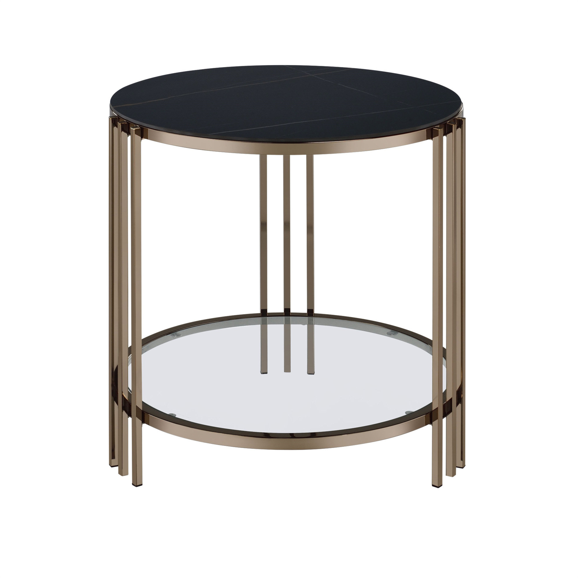 Everly Quinn Charming Sintered Stone End Table With Practical Shelf For ...