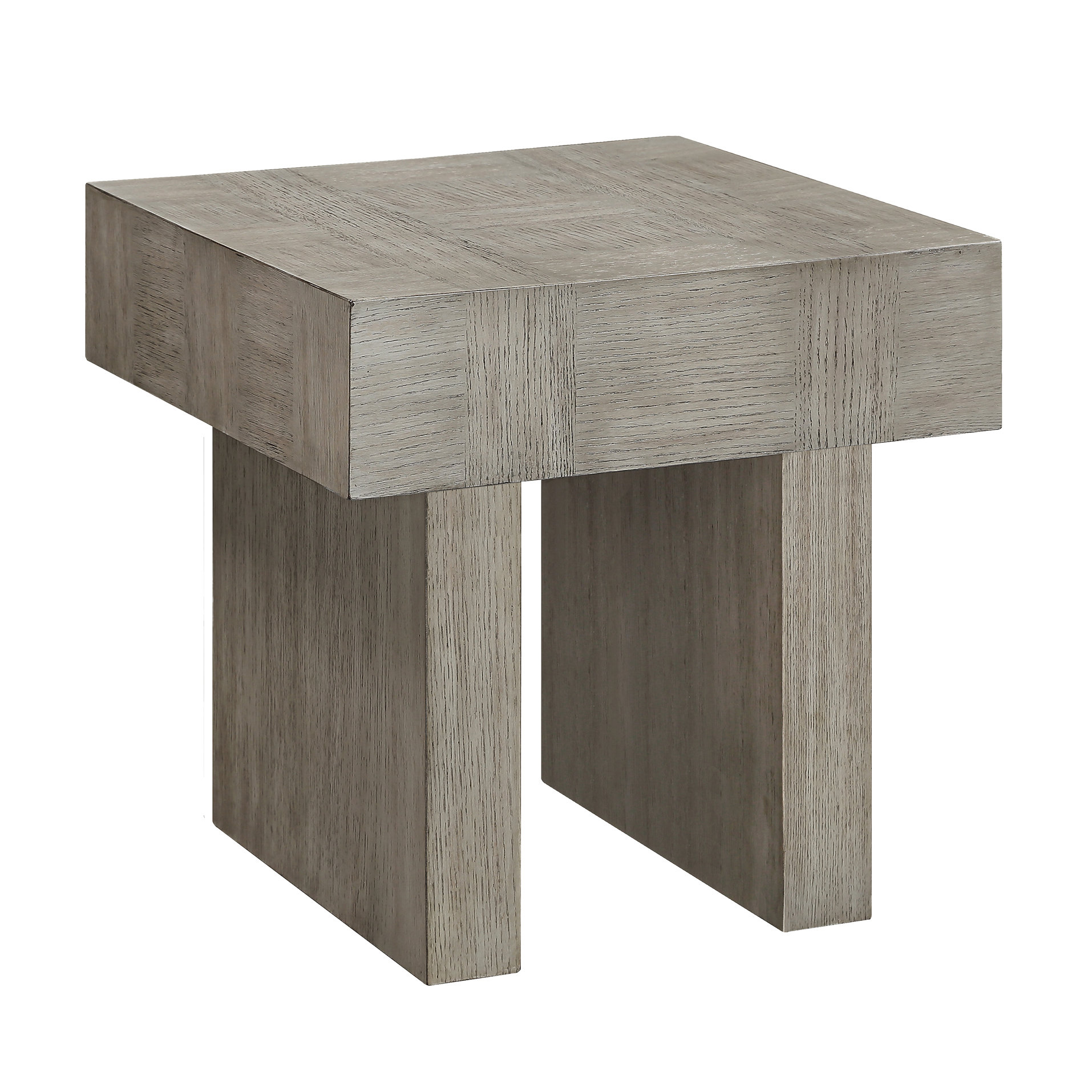 Ivy Bronx Elegant Brown Grey End Table For Home - Rectangular Wooden ...
