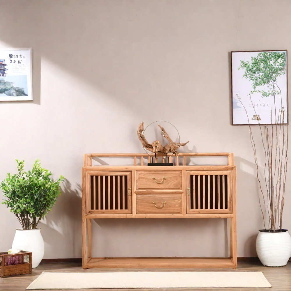 Wu's StylishVault Solid Old Elm Wood Console Cabinet | Wayfair