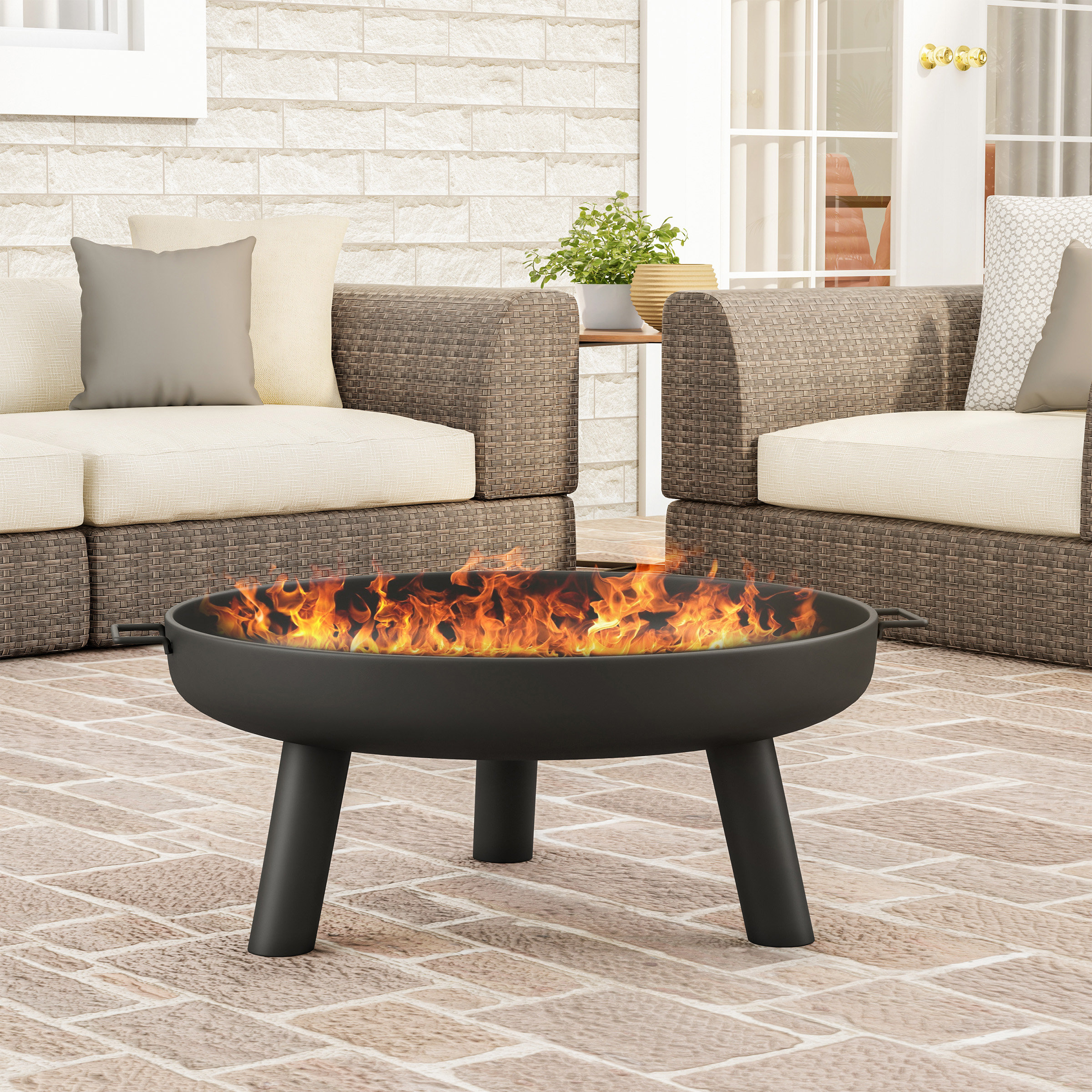 Wade Logan® Lataivia Outdoor Steel Wood Burning Fire Pit & Reviews ...