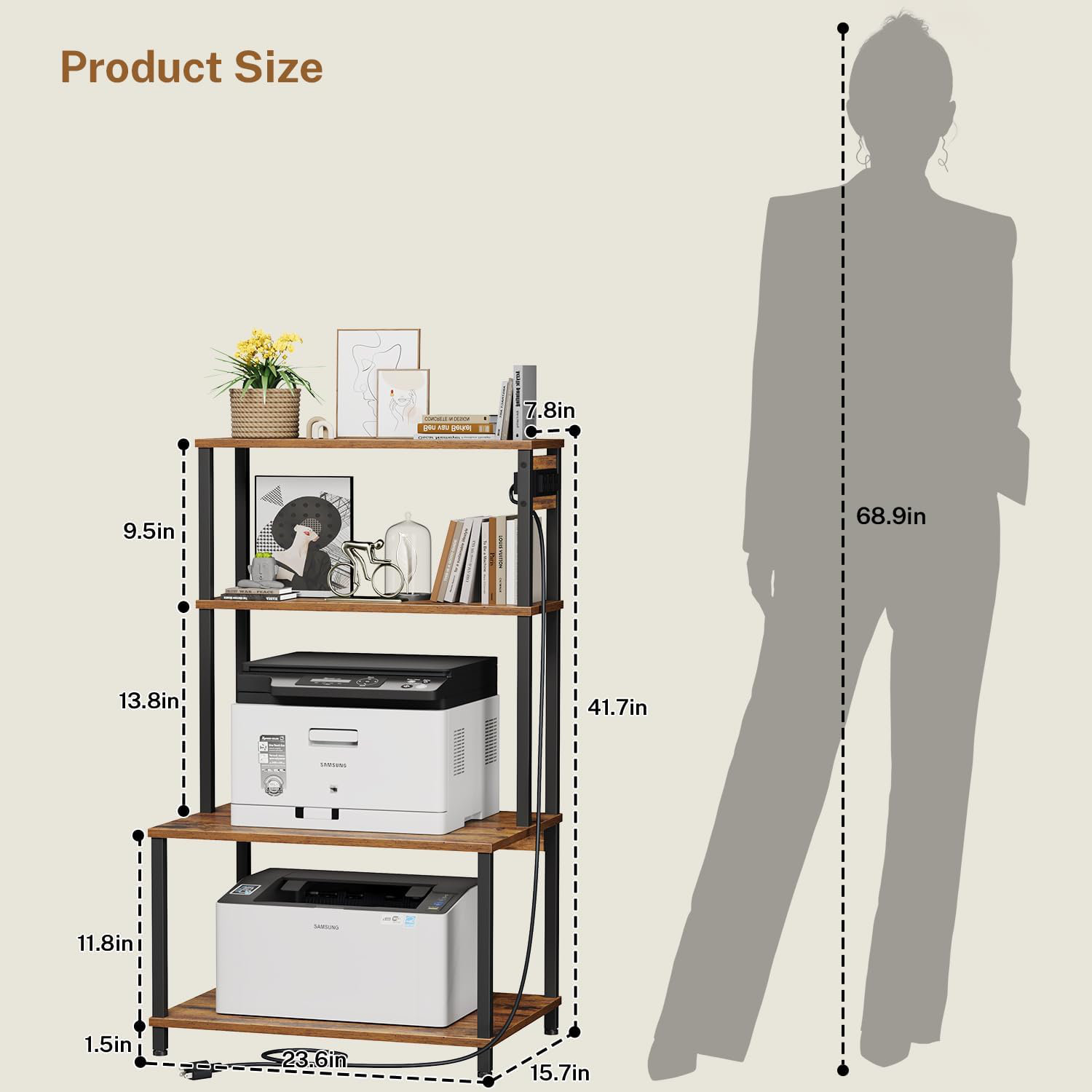BY Family 4 Tier Printer Stand With Storage And Charging Station ...