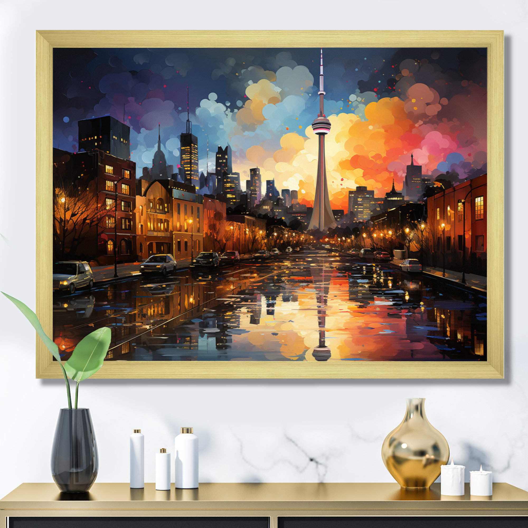 Red Barrel Studio® City Toronto Popart Landscape II Framed On Canvas ...