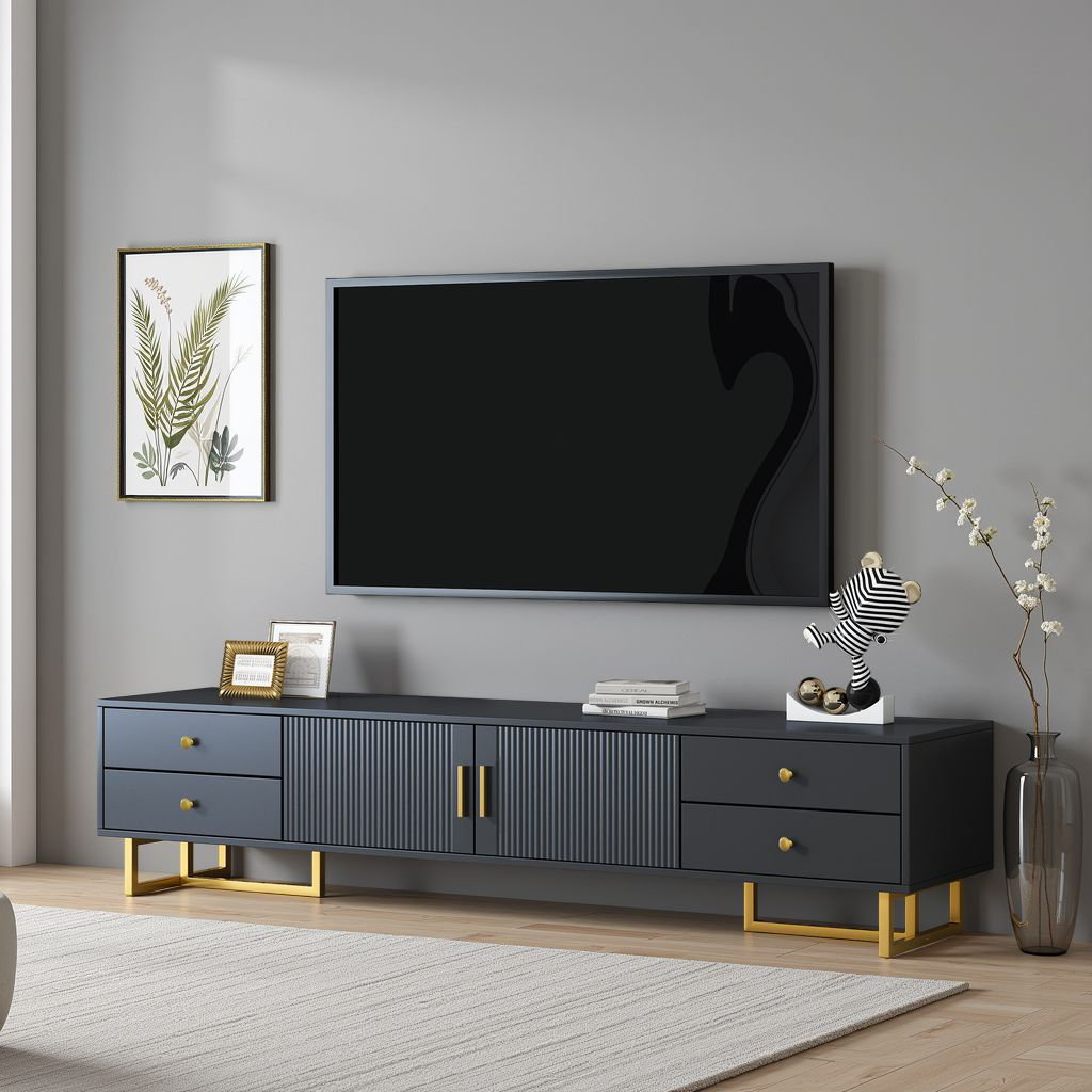 Mercer41 Modern Wave-Design TV Stand – 70.9" Media Console with 4 ...