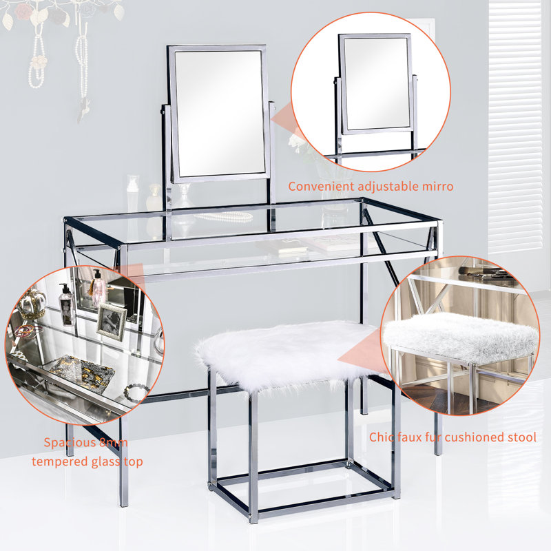 Ivy Bronx Ian Metal 3-Piece Vanity Set | Wayfair