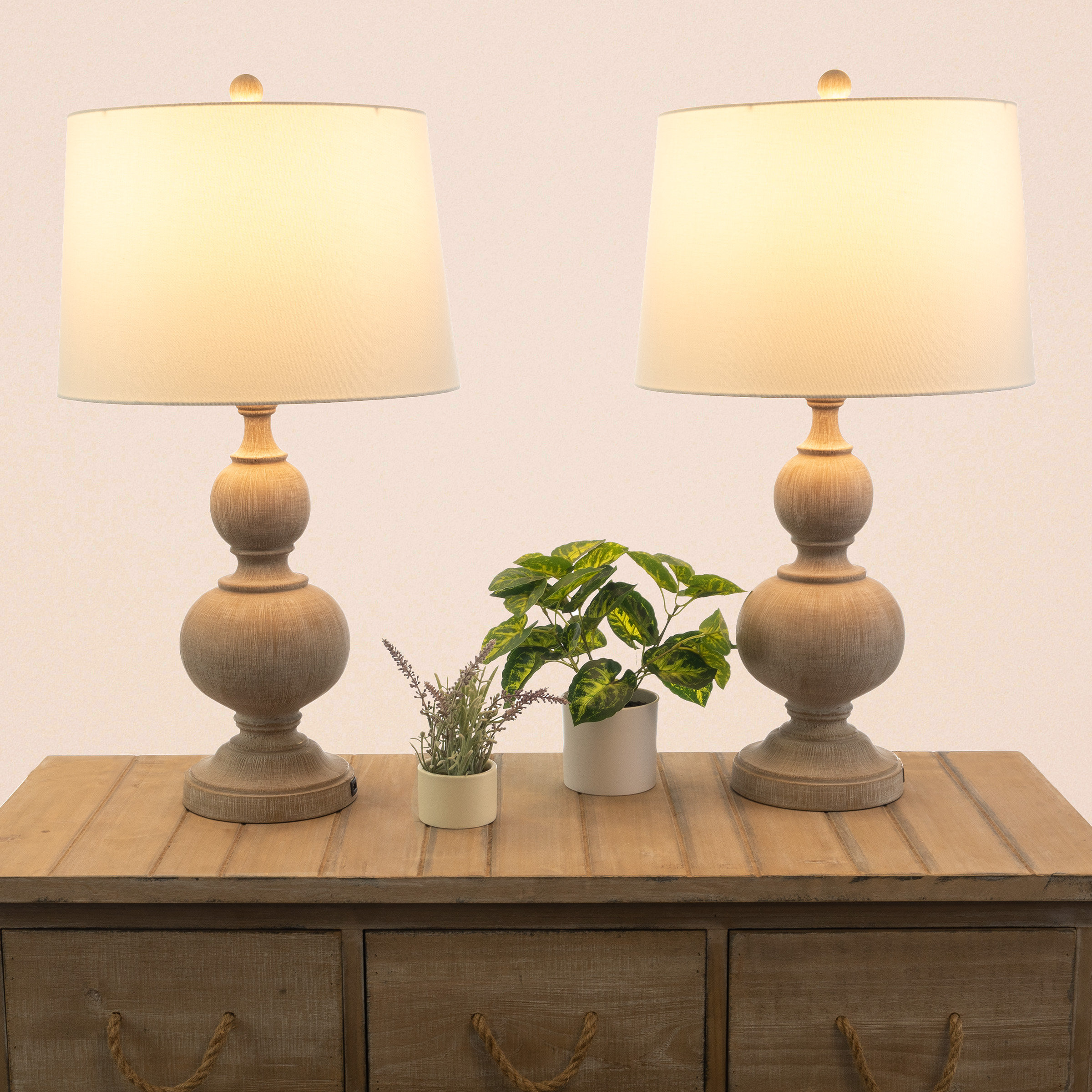 Ophelia & Co. Brigands USB Table Lamp Set - Rustic Lamps with USB ...
