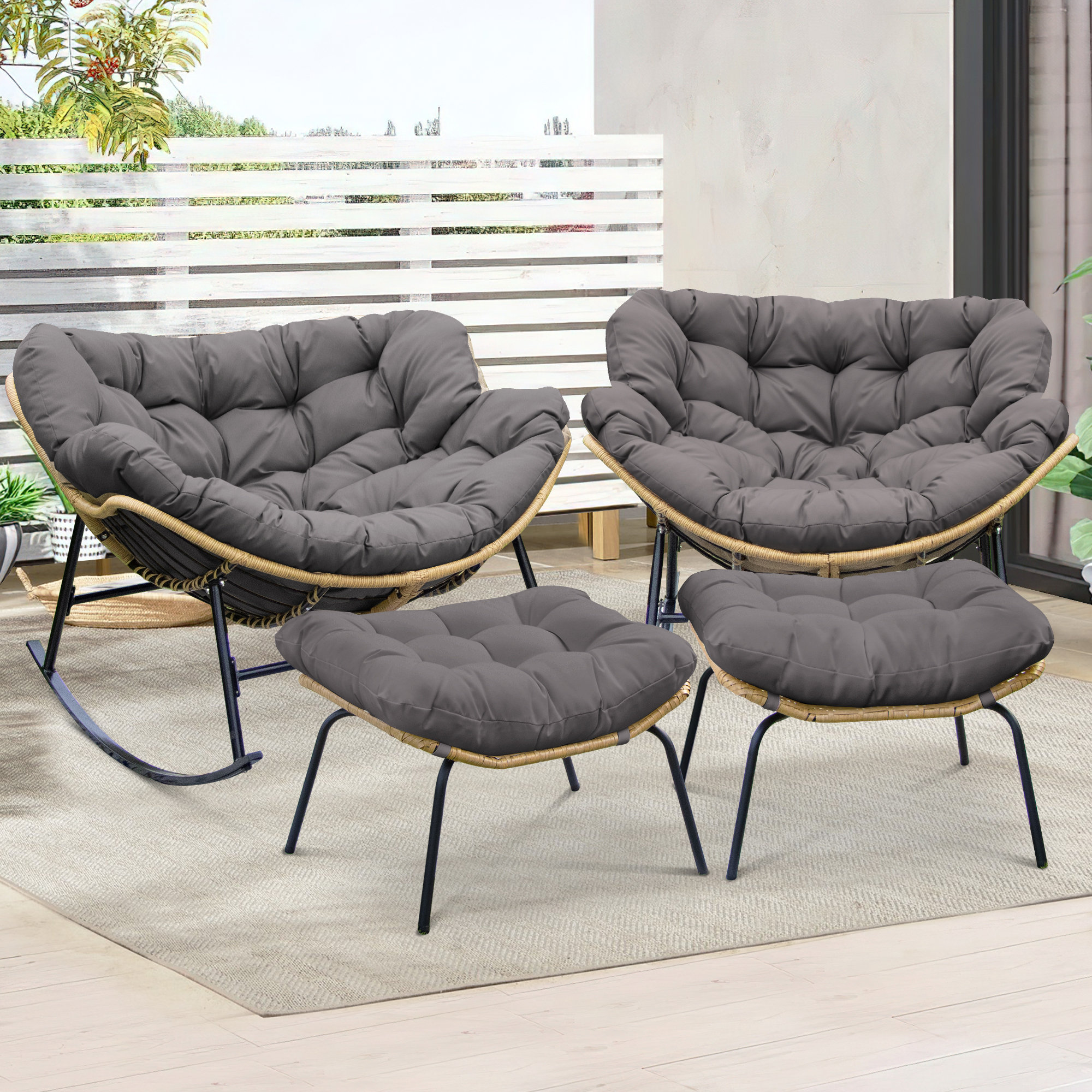 Corrigan Studio Rocking Chair with Ottoman and Cushion 2Pcs - Wayfair ...