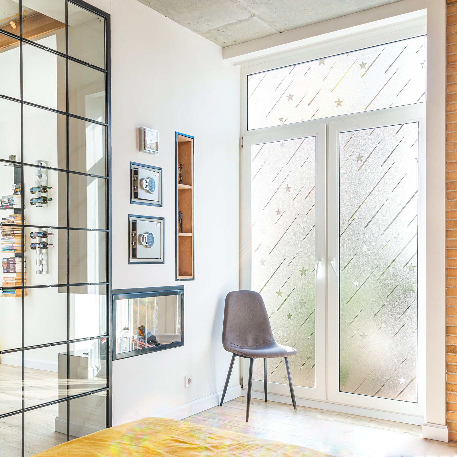 Wrought Studio 35.4 In. x 78.7 In. Abstract Decorative Frosted Non-Wall ...