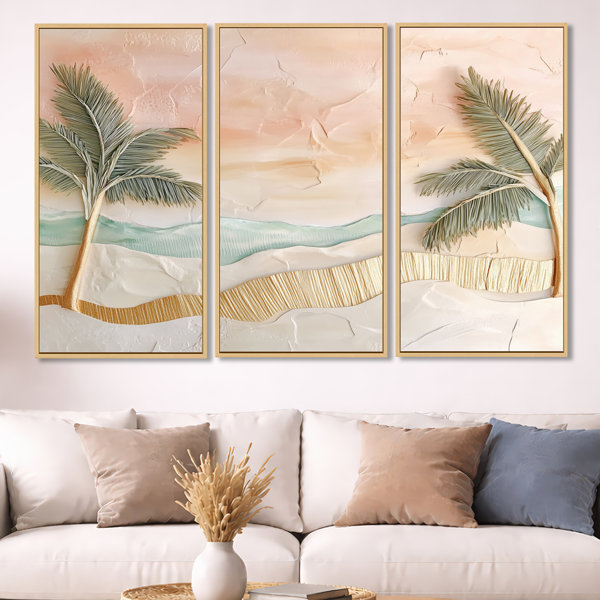 East Urban Home Tropical Beach Canvas, Palm Leaf Wall Art - Jamil 3 ...