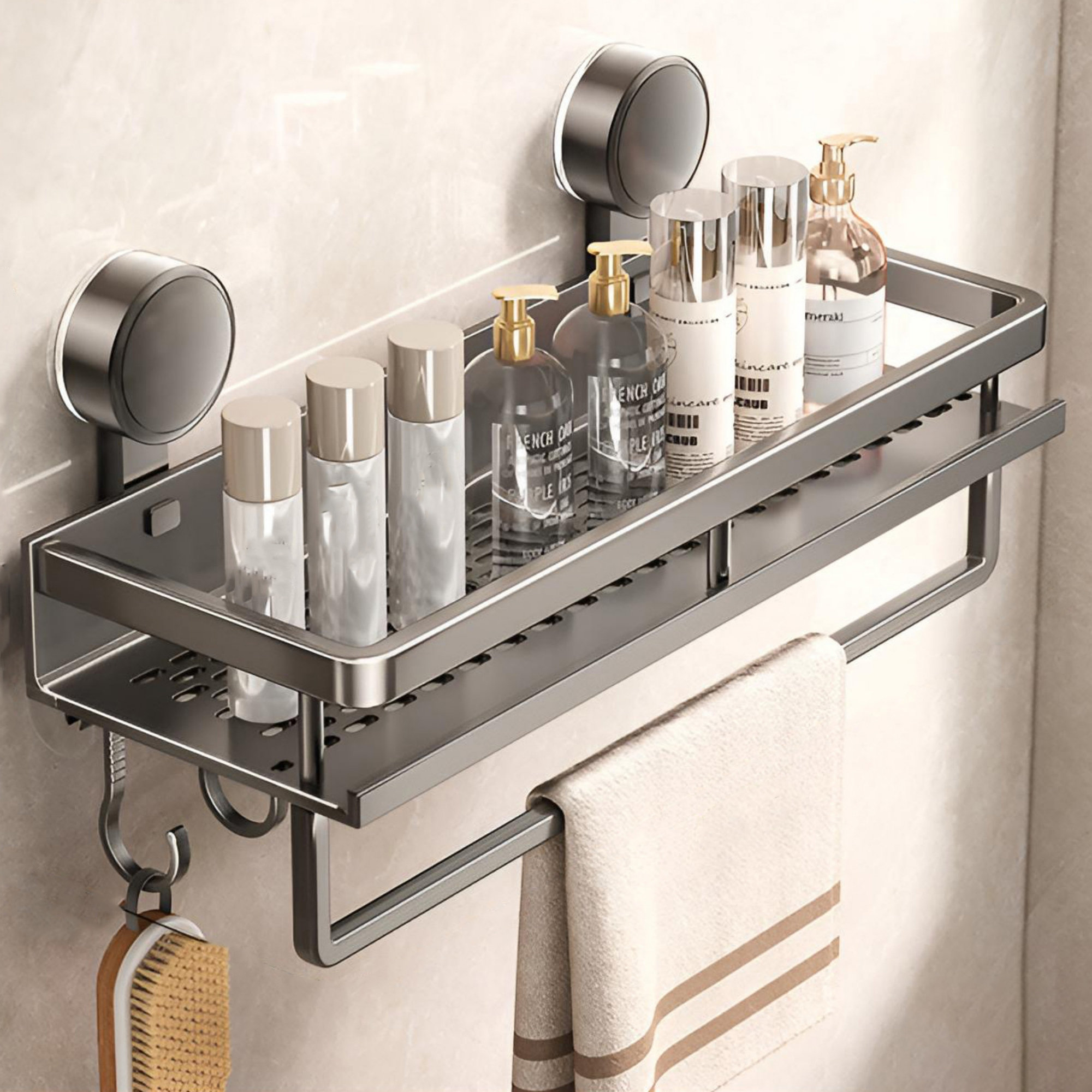 Rebrilliant Non Perforated Bathroom Storage Rack, Wall Mounted Bathroom ...