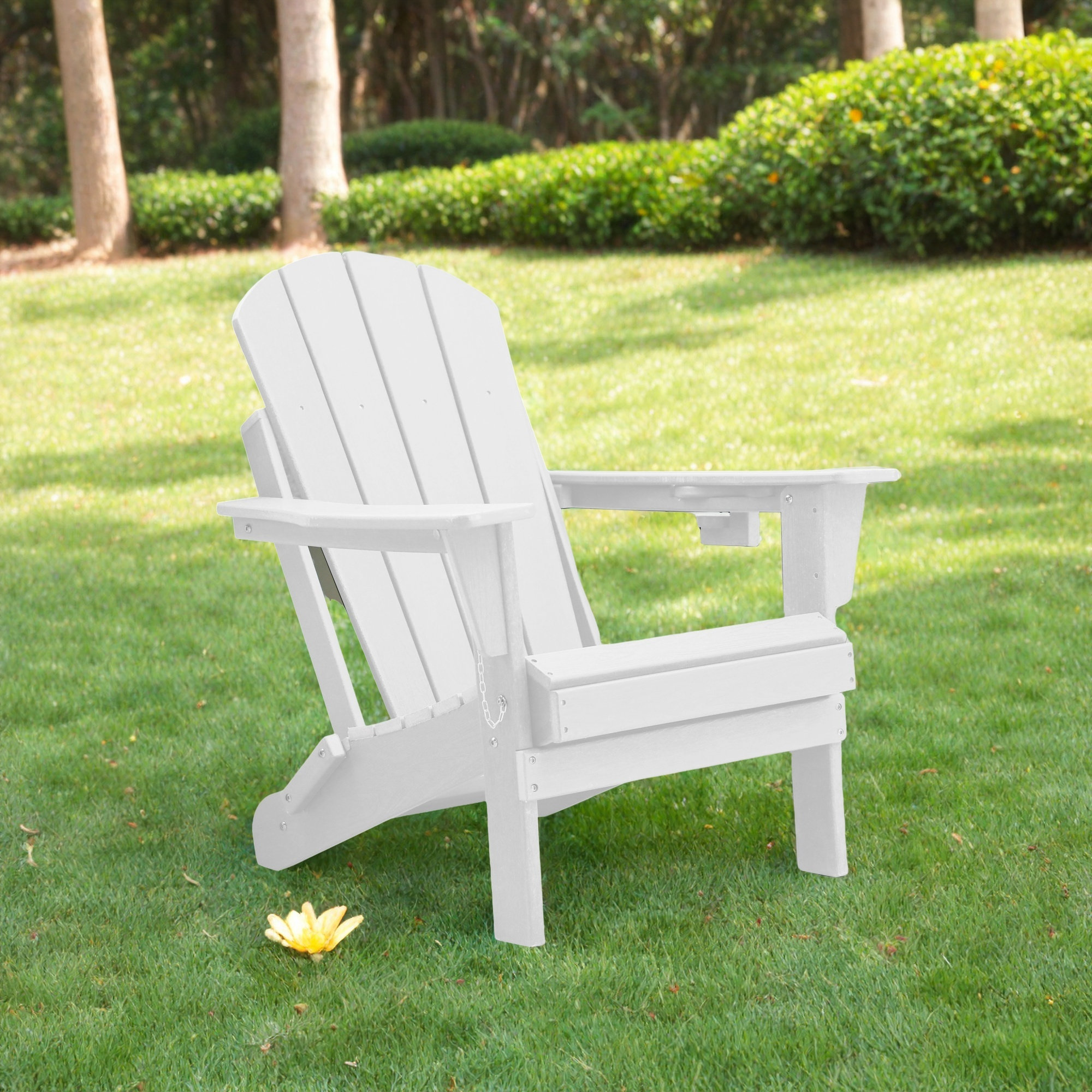 Highland Dunes 1 piece Folding Adirondack Chair, Relaxing Stackable Arm ...