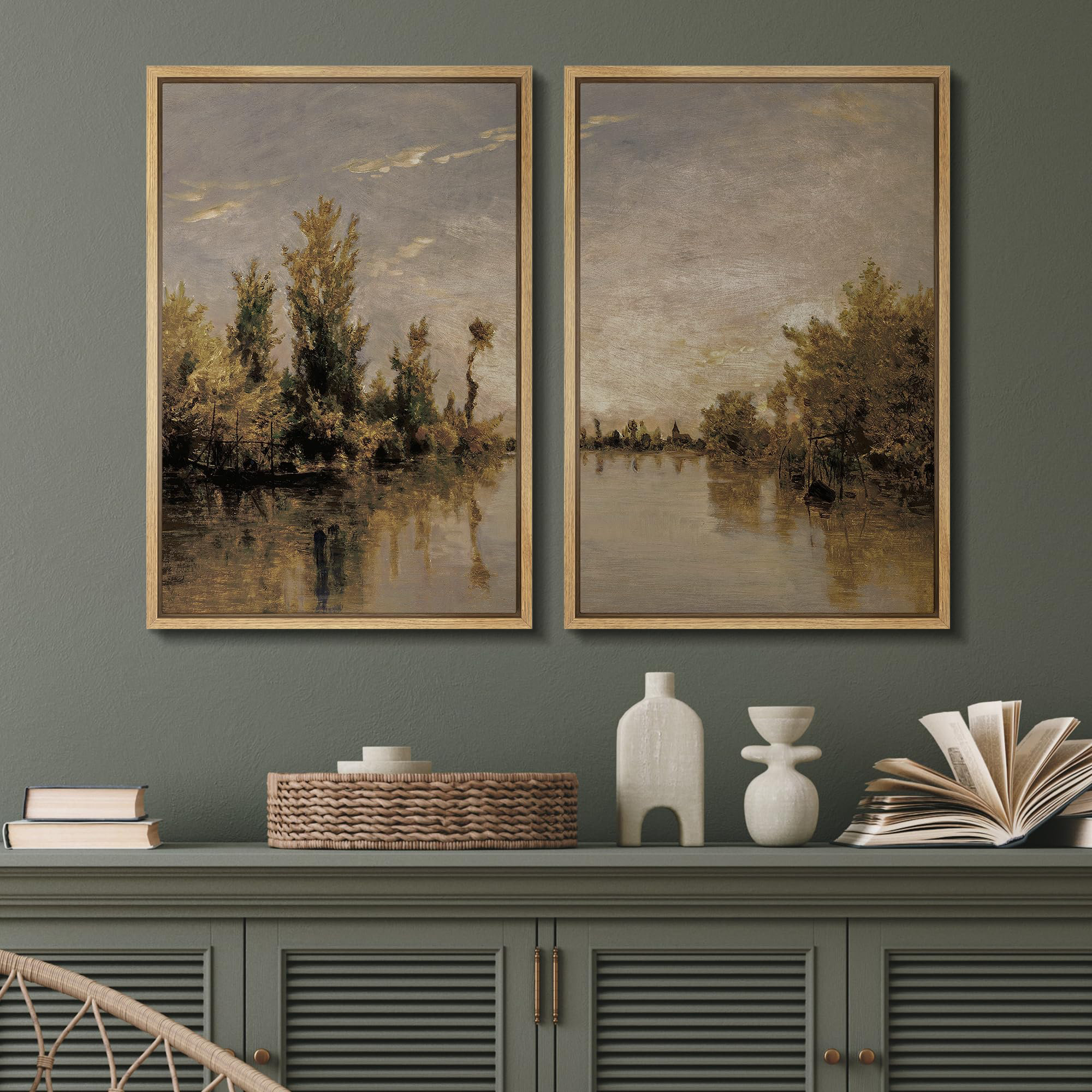 IDEA4WALL " Tranquil River Reflections Pair Of Serene " 2 - Pieces on ...