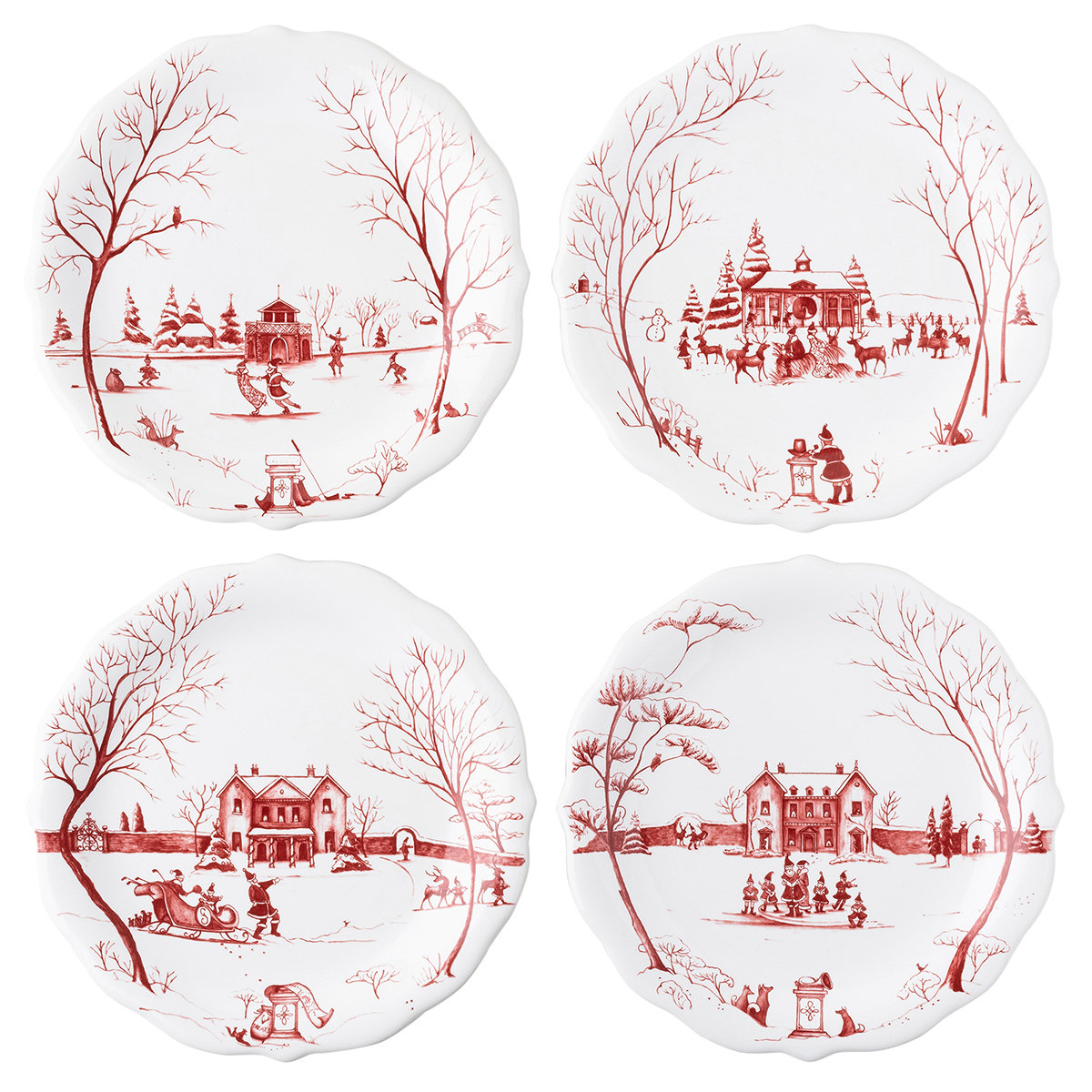 Juliska Country Estate Winter Frolic Party Plate Assorted 4 - Piece Set ...