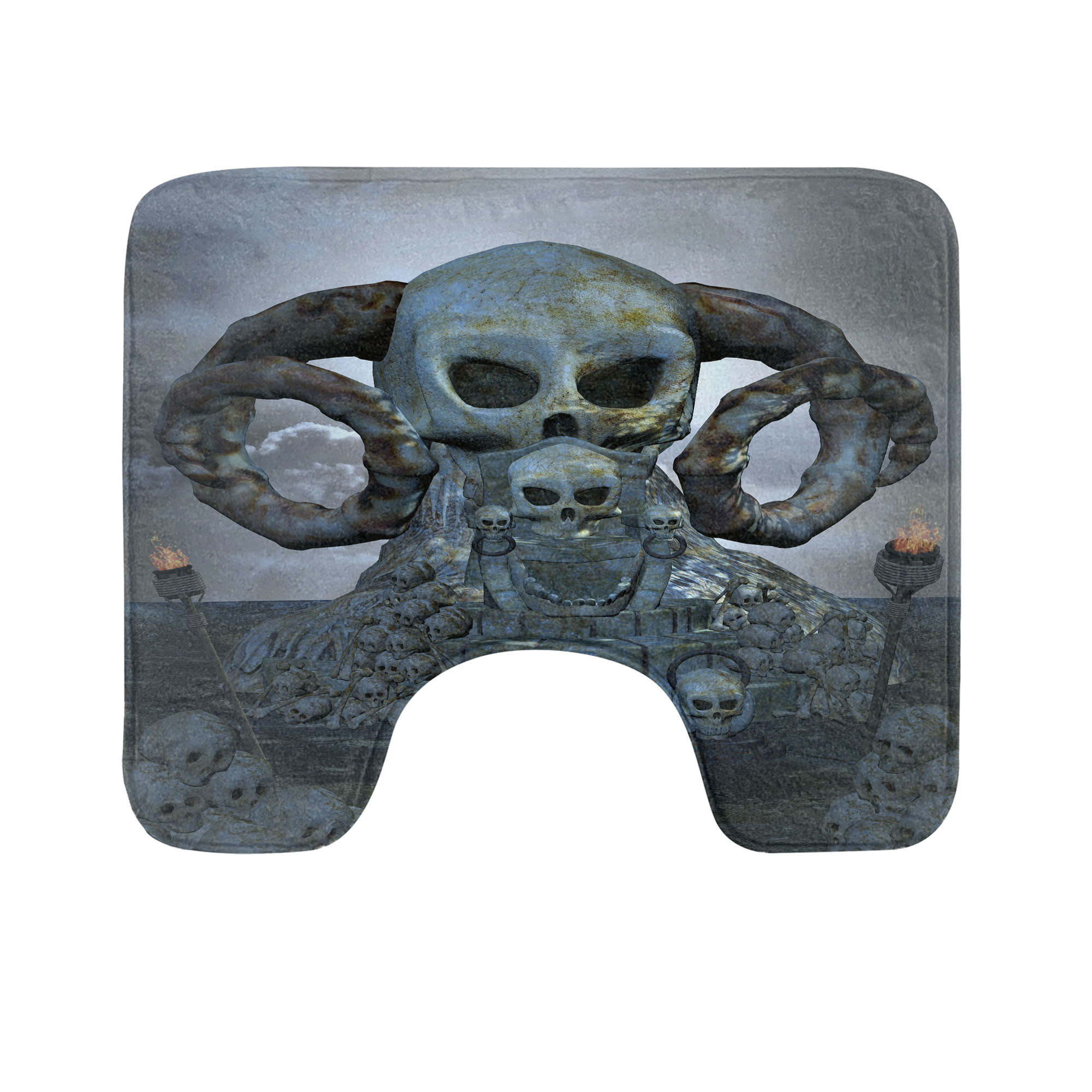 Dakota Fields Skull Toilet Mat U-Shape Bathroom Rug 20" Bluegrey Grey ...
