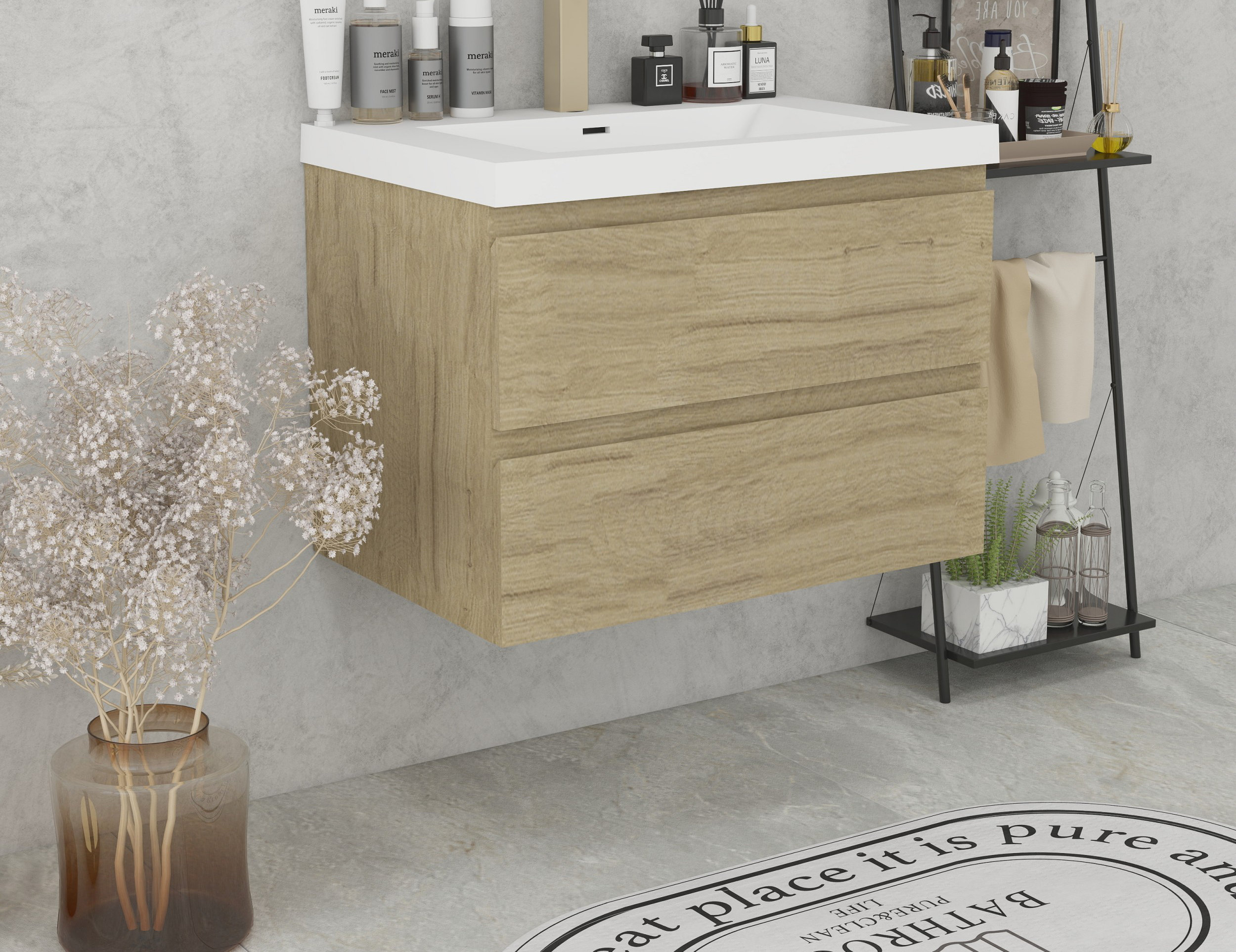 Ivy Bronx Wall Mounted Bathroom Vanity | Wayfair