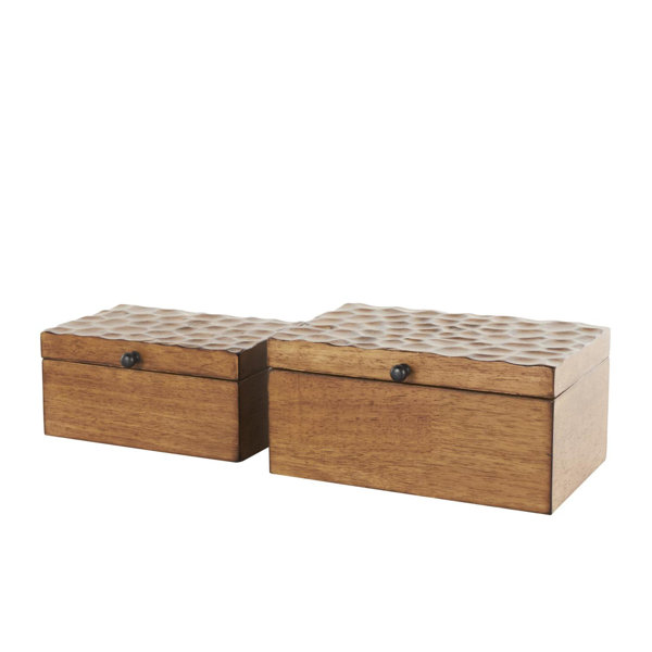 Millwood Pines Wood Textured Concave Honeycomb Storage Geometric ...