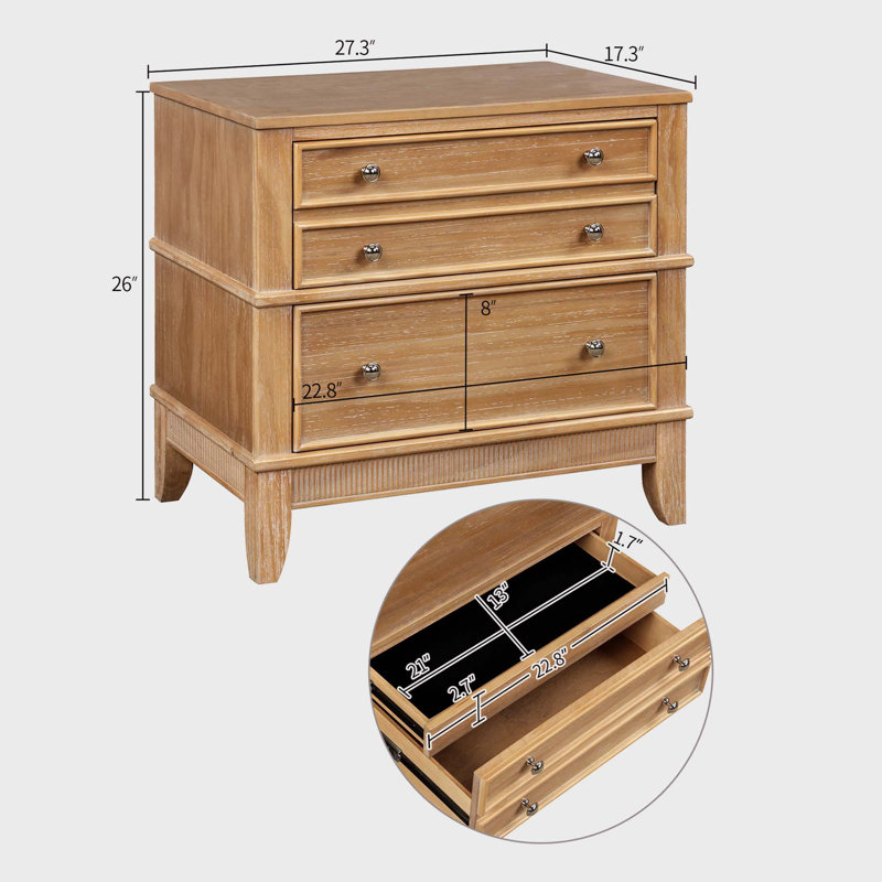 Winston Porter Miyonna Solid Wood 3 - Drawer Accent Chest "& Reviews ...