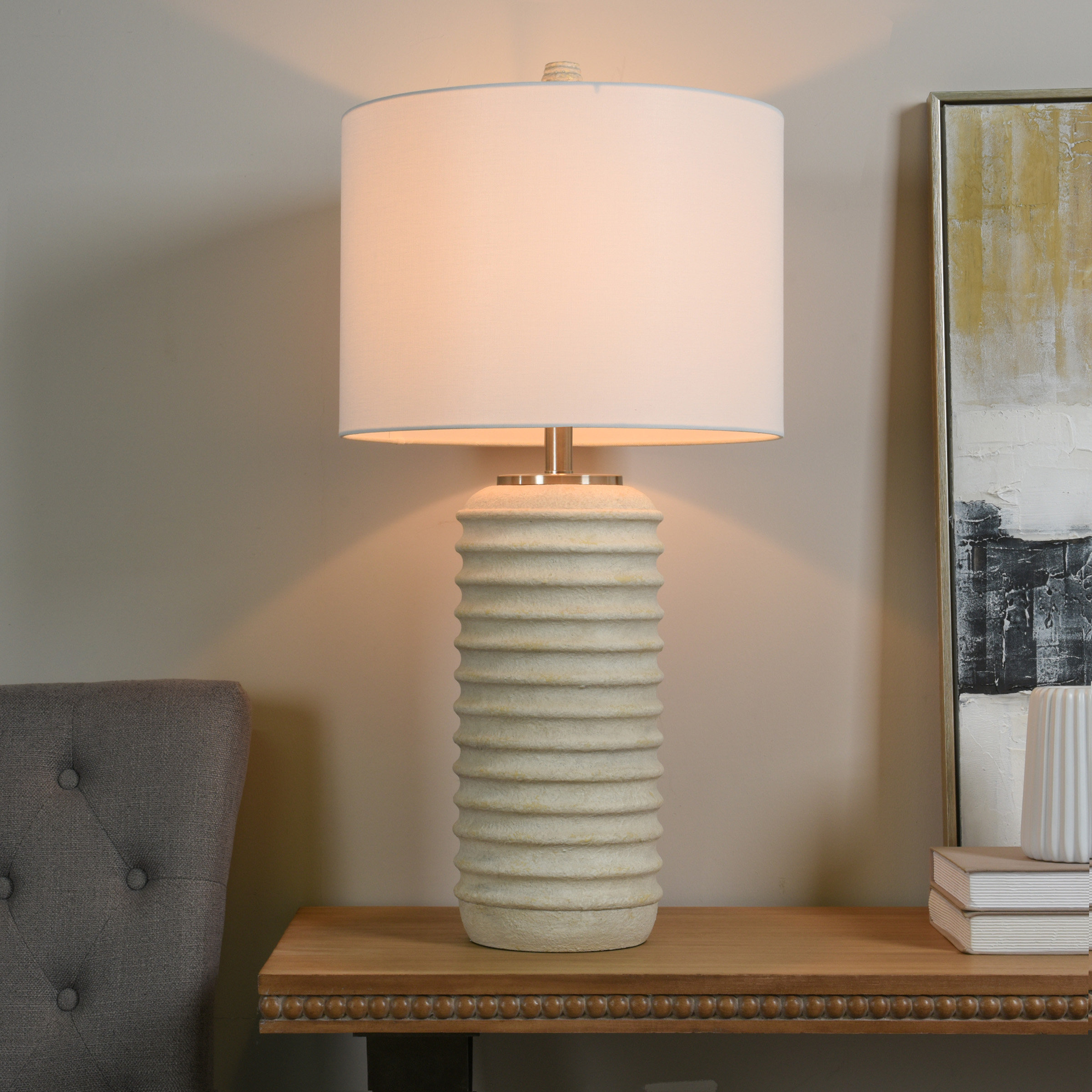 Wrought Studio™ Maleena - Transitional Table Lamp - Brie - Off-White ...