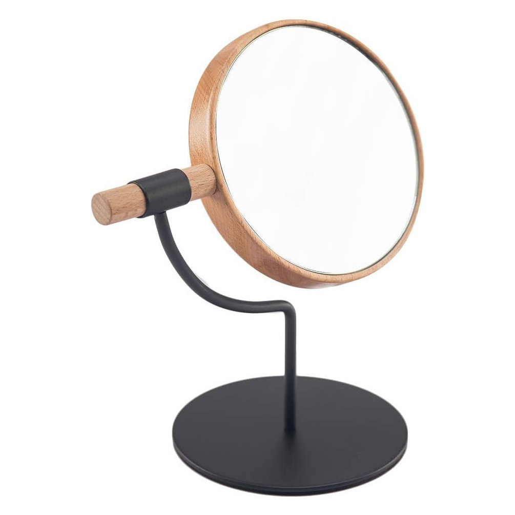 Latitude Run® 3X Magnification Small Wooden Desktop Mirror with Mental ...